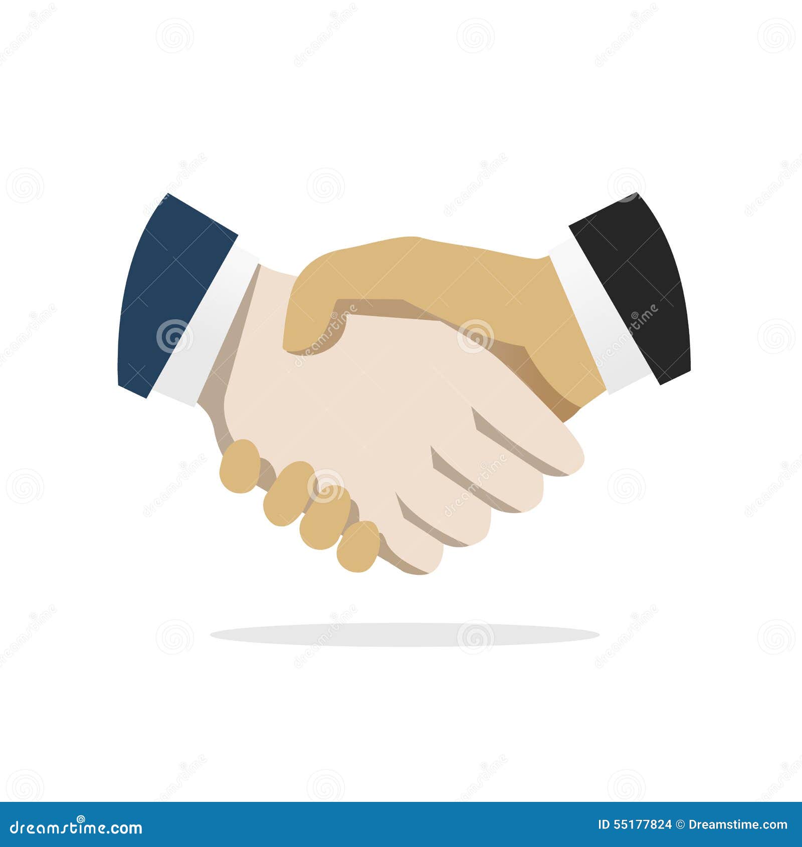Handshake Flat Illustration. Isolated Hands with Shadow Stock ...