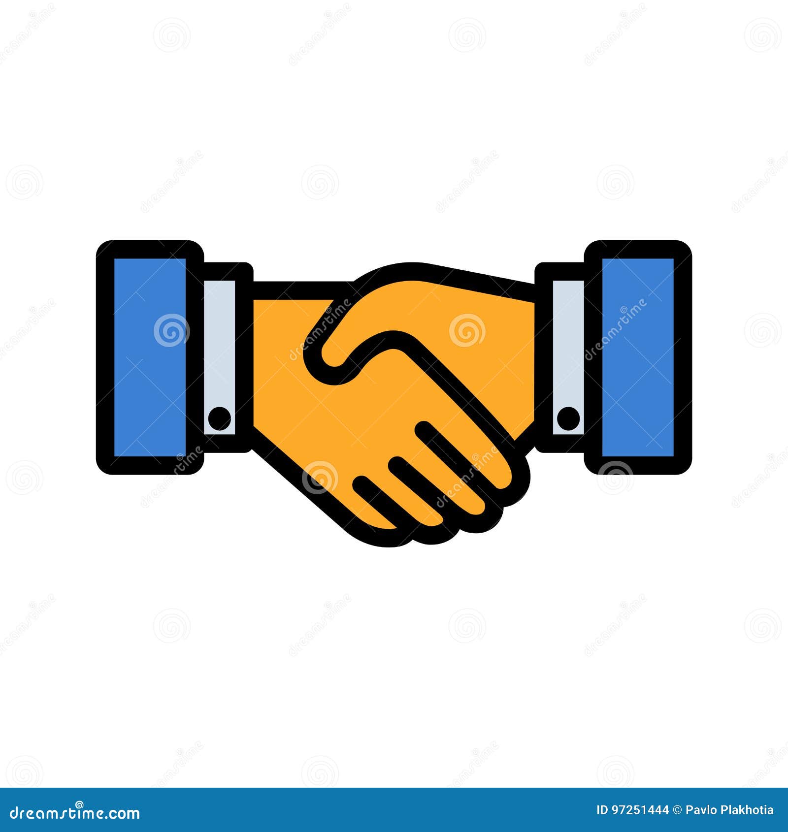 Handshake flat style icon stock vector. Illustration of design - 97251444