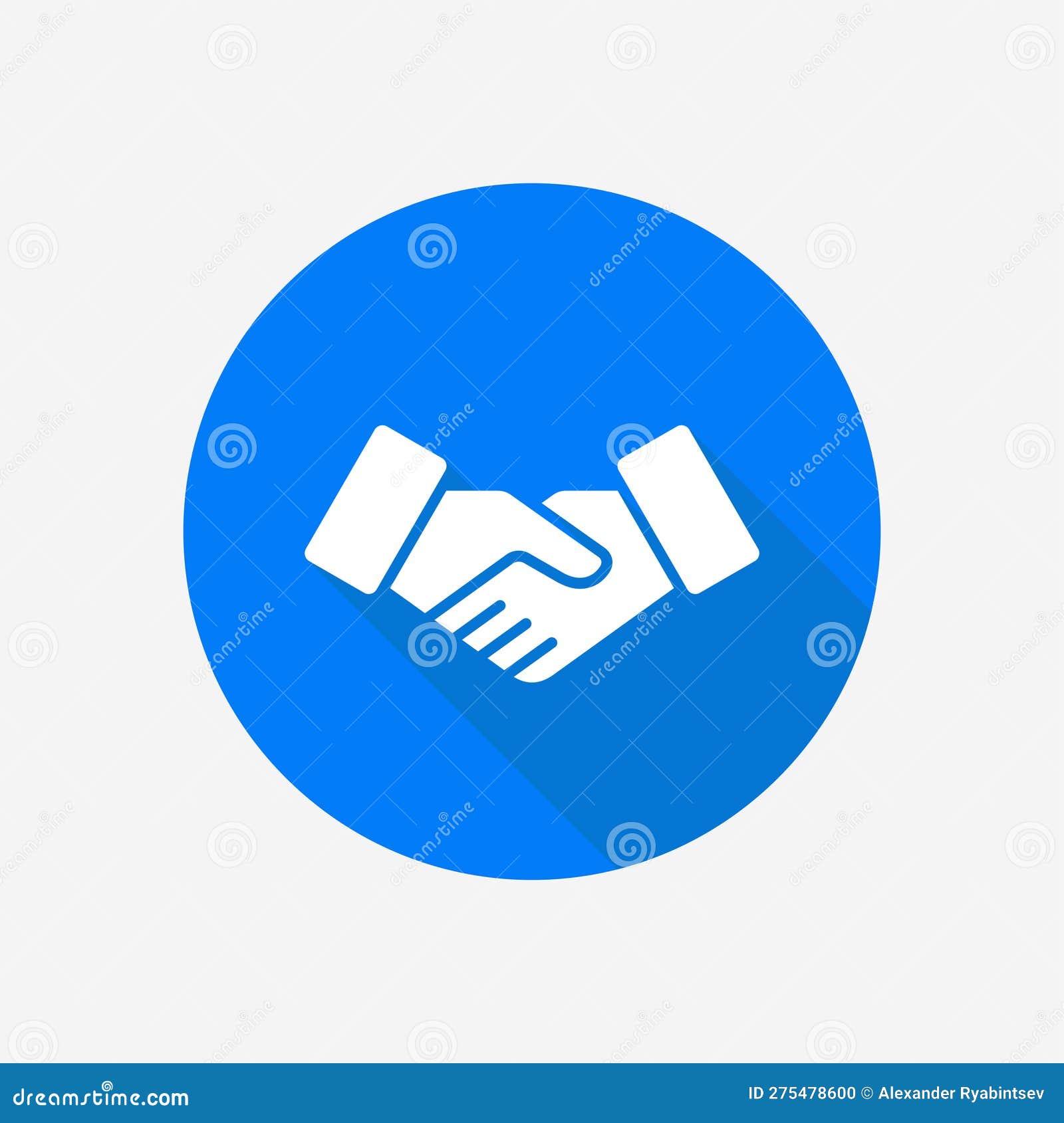 Handshake Flat Line Design Icon Onyellow, Blue And Pink Background ...