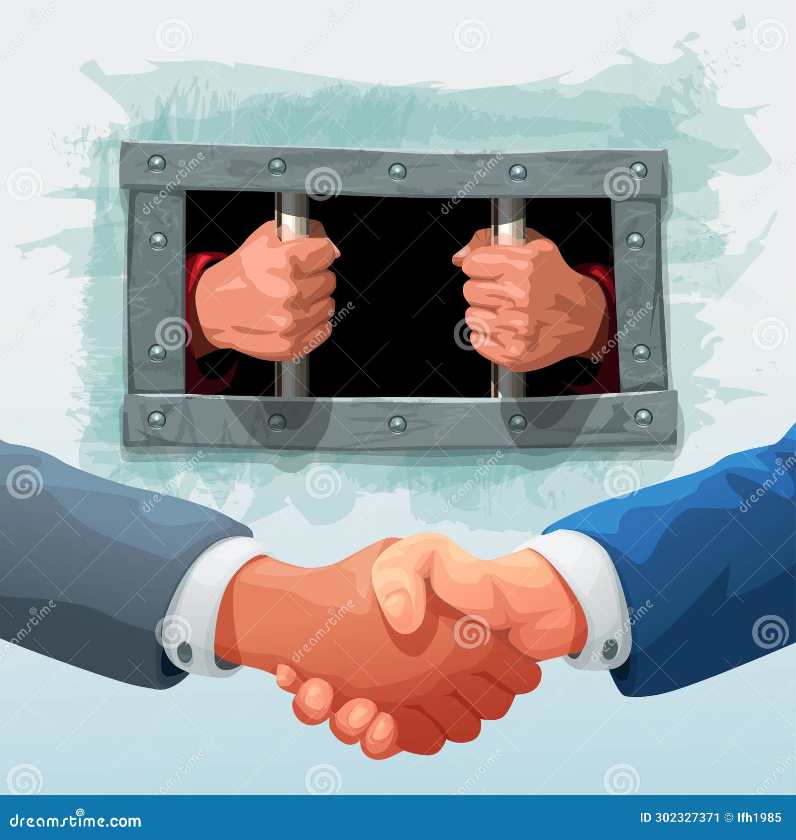 Handshake in Front of Human in Cell Stock Vector - Illustration of ...