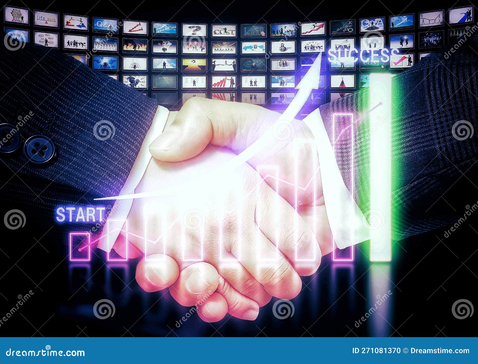 Handshake Gesture and Light Chart Stock Photo - Image of office ...