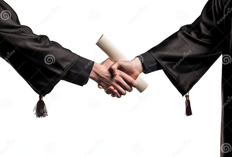 Handshake at Graduation Ceremony with Diploma Stock Illustration ...