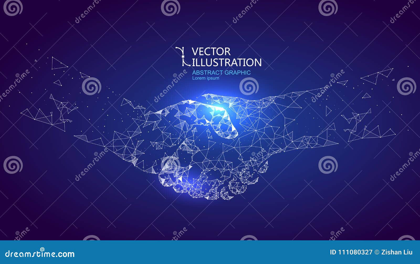 A Handshake Graphic Formed By Point And Line Connection, Graphic Design ...