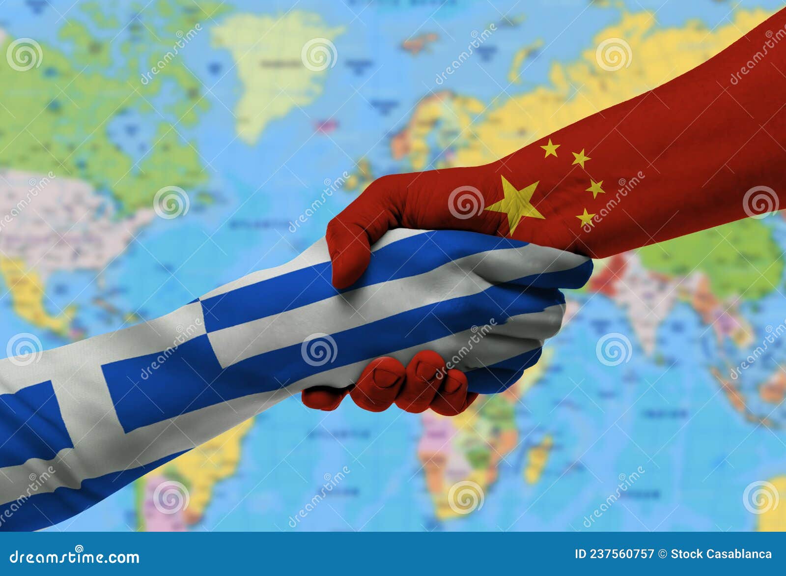 Handshake between Greece and China Flags Stock Illustration ...