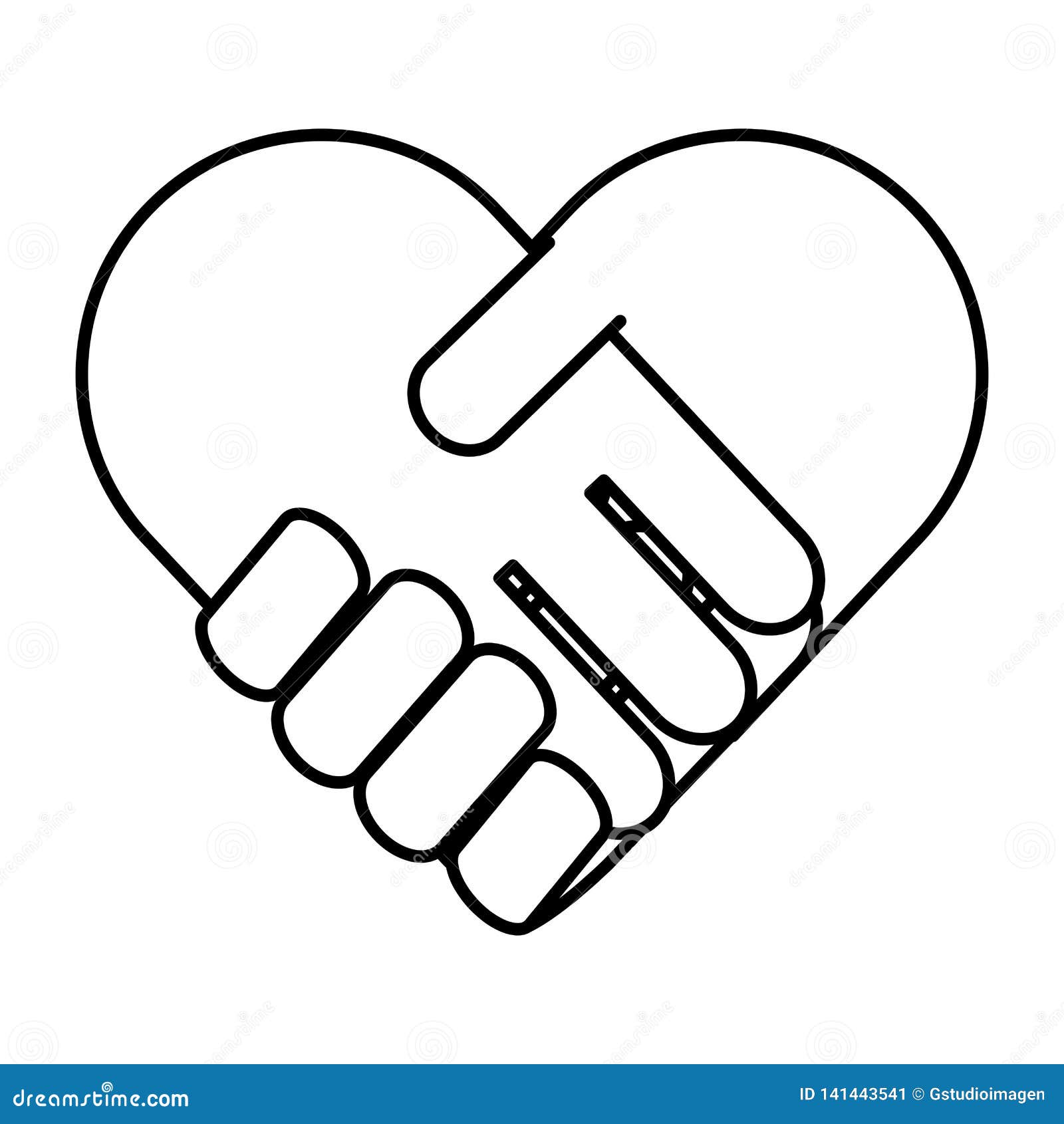Handshake in heart icon stock vector. Illustration of hope - 141443541