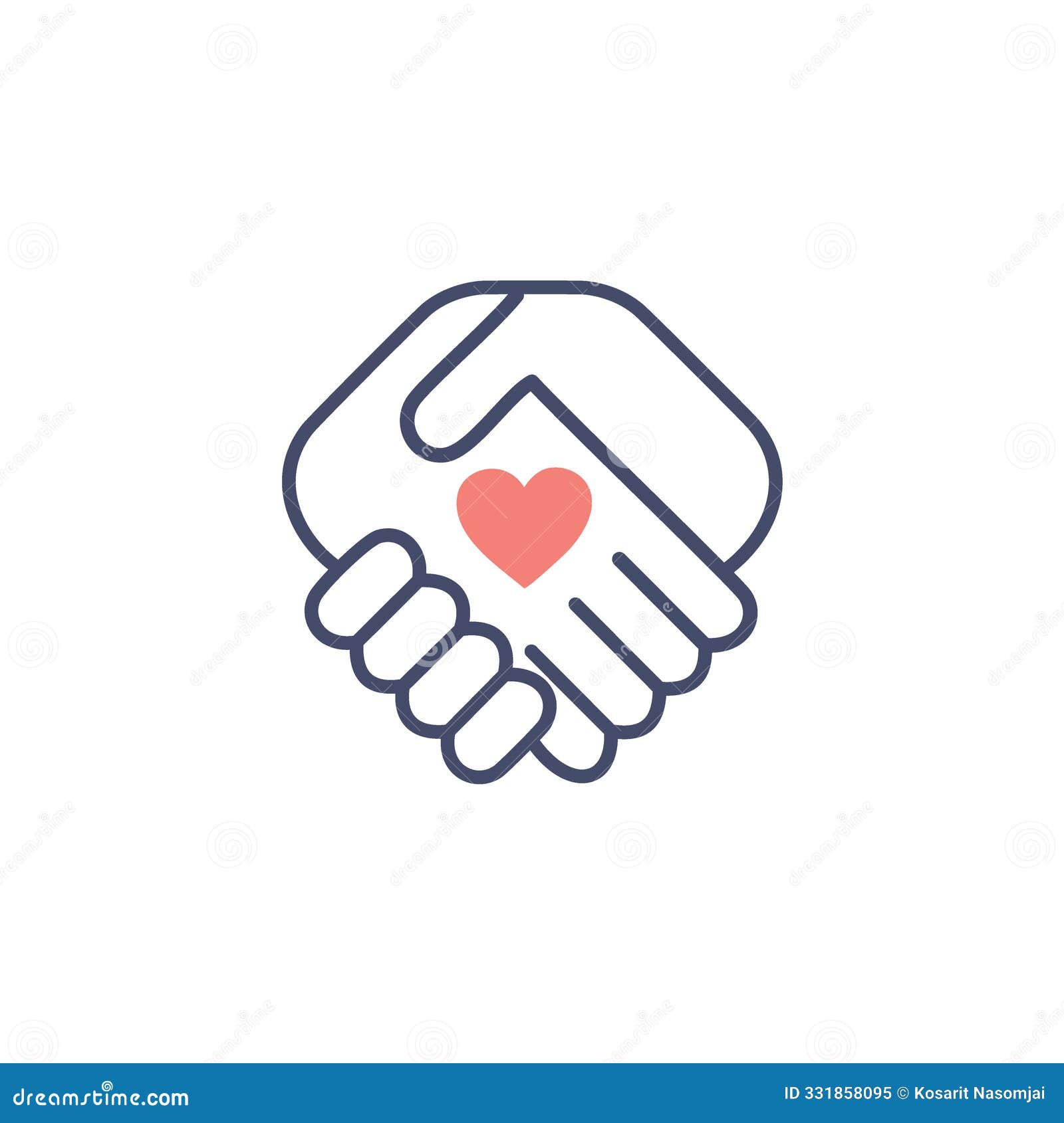 Handshake with Heart Symbol. Two Hands Clasped Together, Symbolizing ...