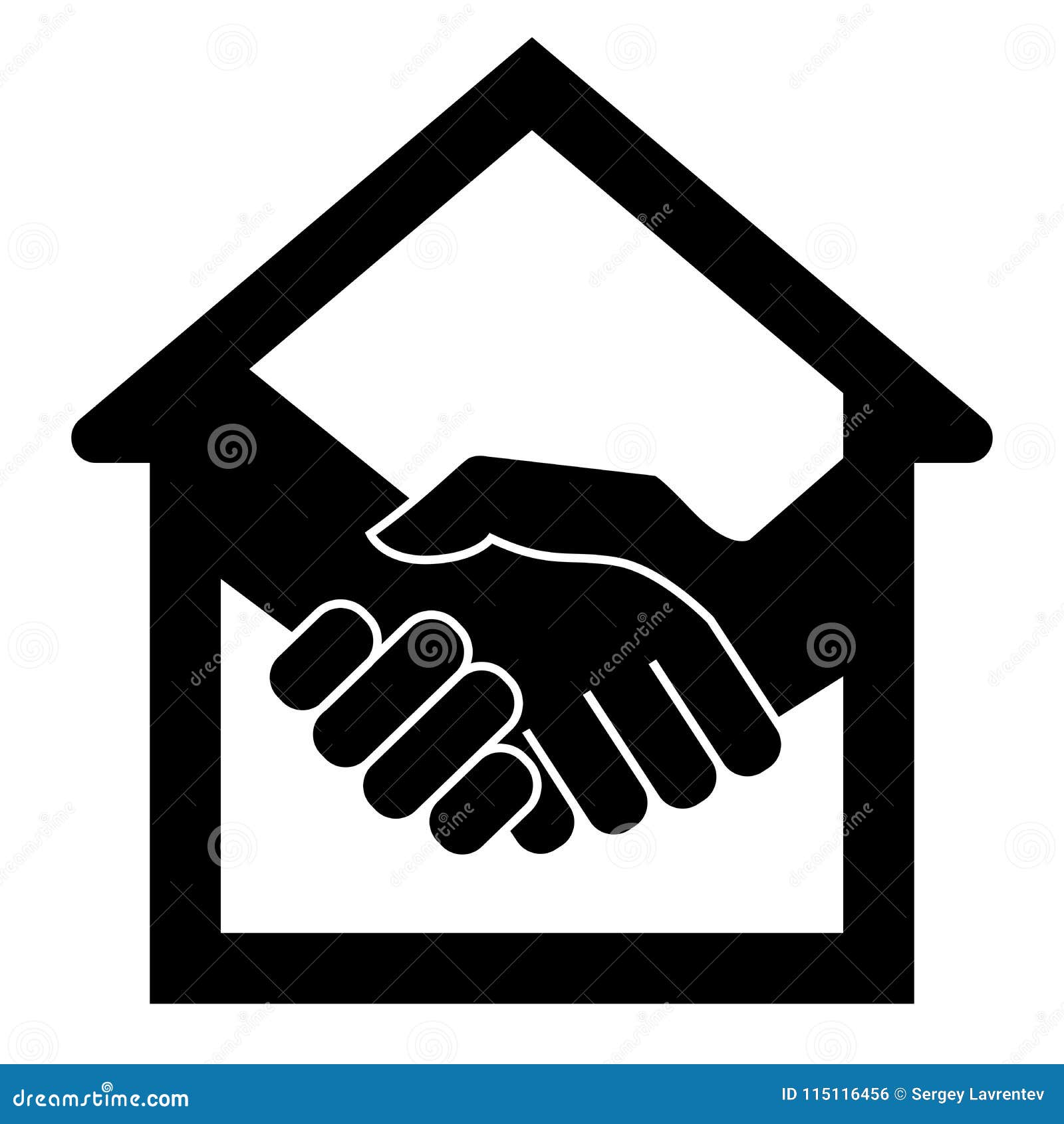 Handshake and house stock vector. Illustration of estate - 115116456
