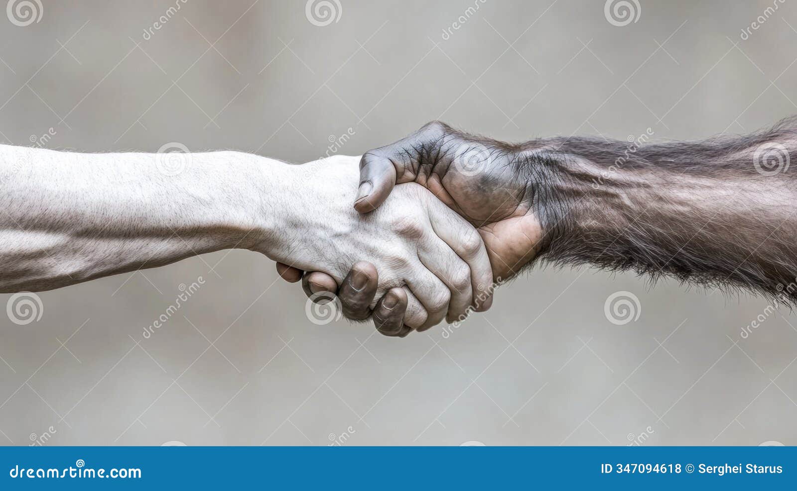 A Handshake between a Human and an Ape Symbolizes Unity and ...
