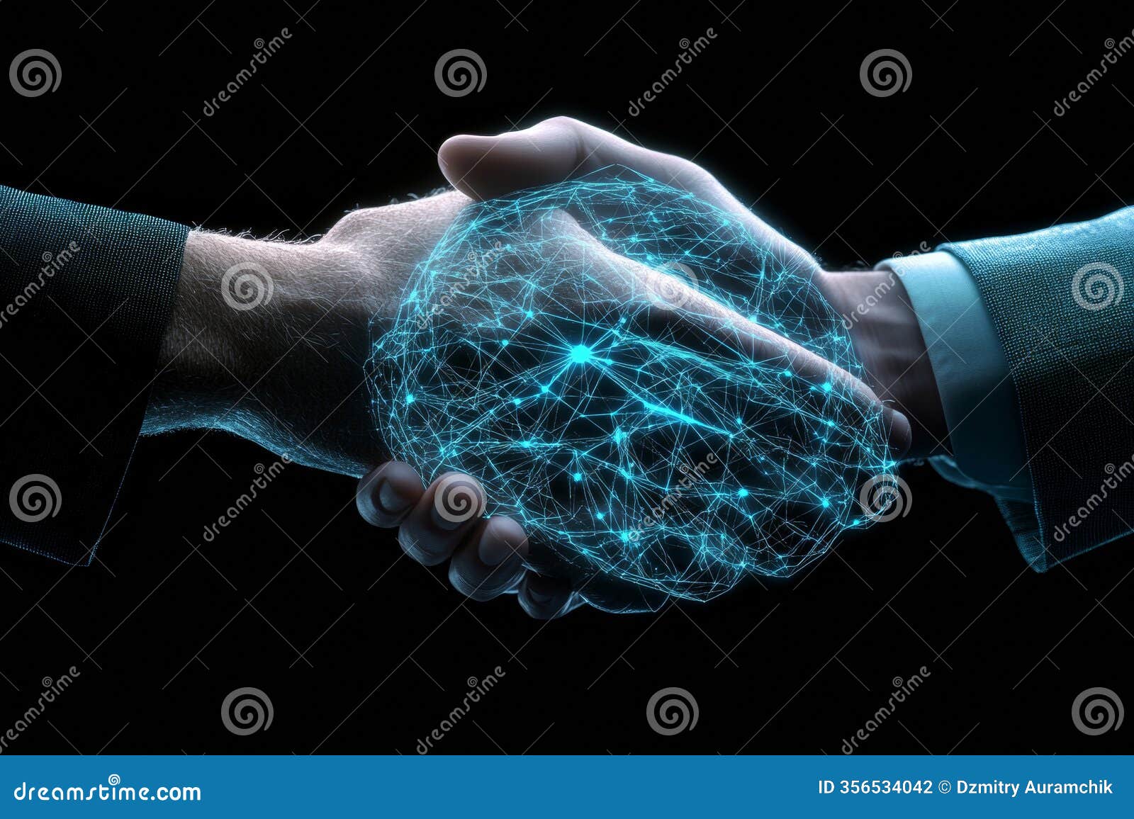 A Handshake between a Human and a Digital Hand, Symbolizing the ...