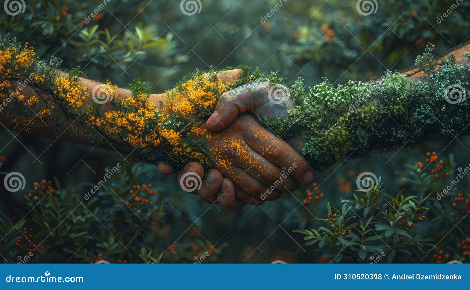 The Handshake between a Human Hand and a Tree is a Concept of the ...