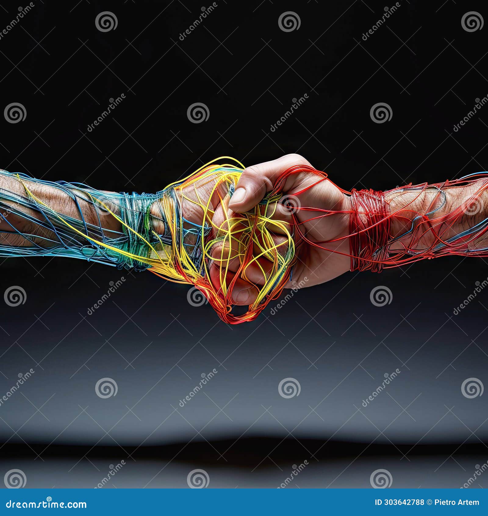 Handshake of a Human-like Hand Just Made with Red Stock Photo - Image ...