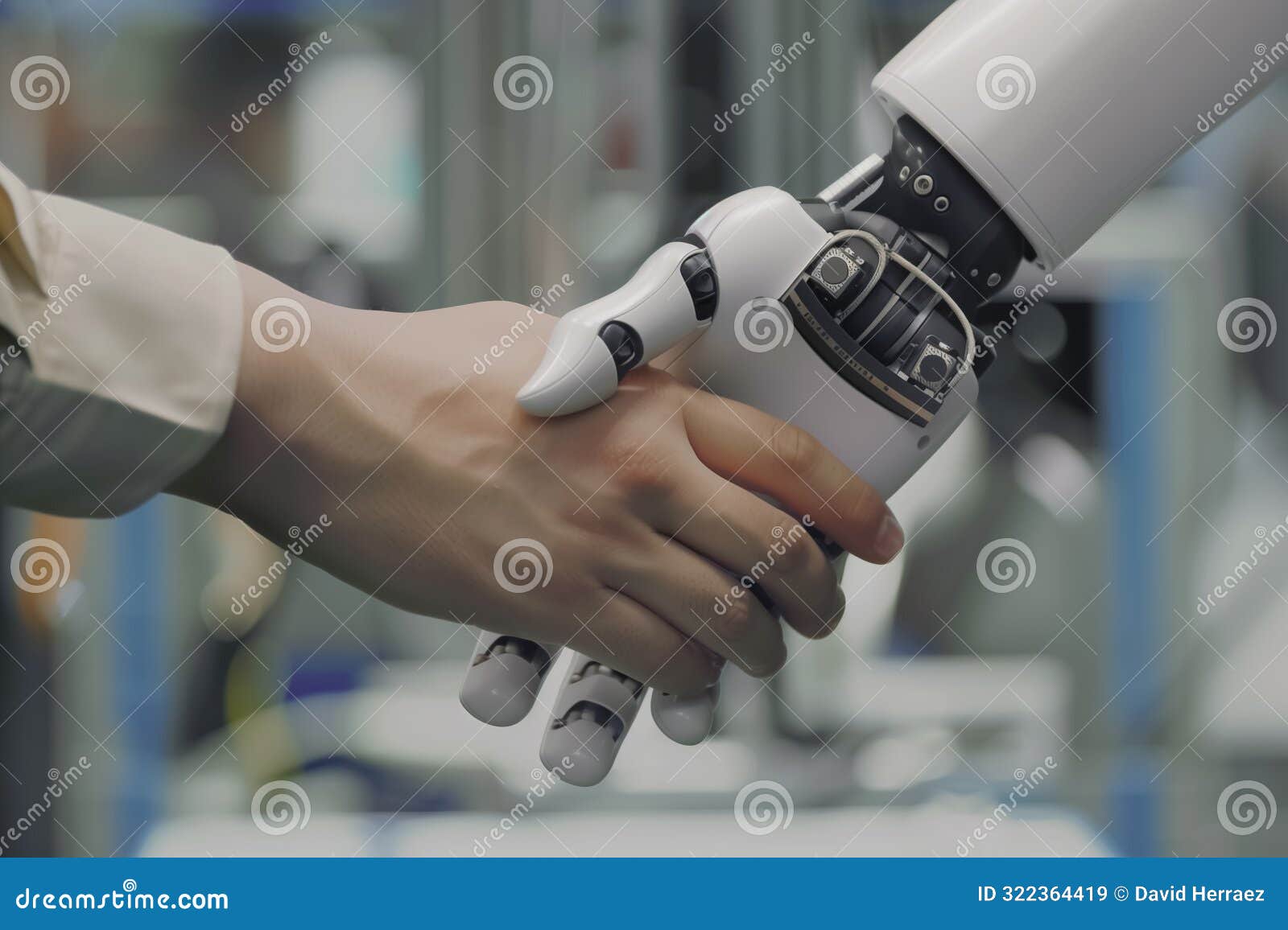 Handshake between Human and Machine. Generative AI Stock Image - Image ...