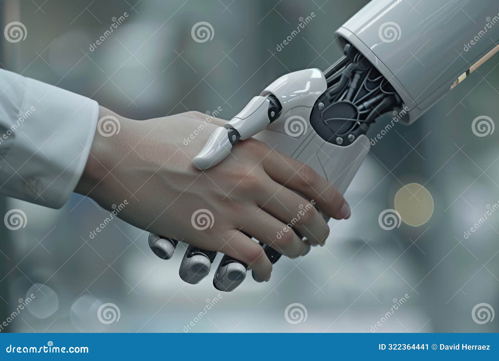 Handshake between Human and Machine. Generative AI Stock Image - Image ...