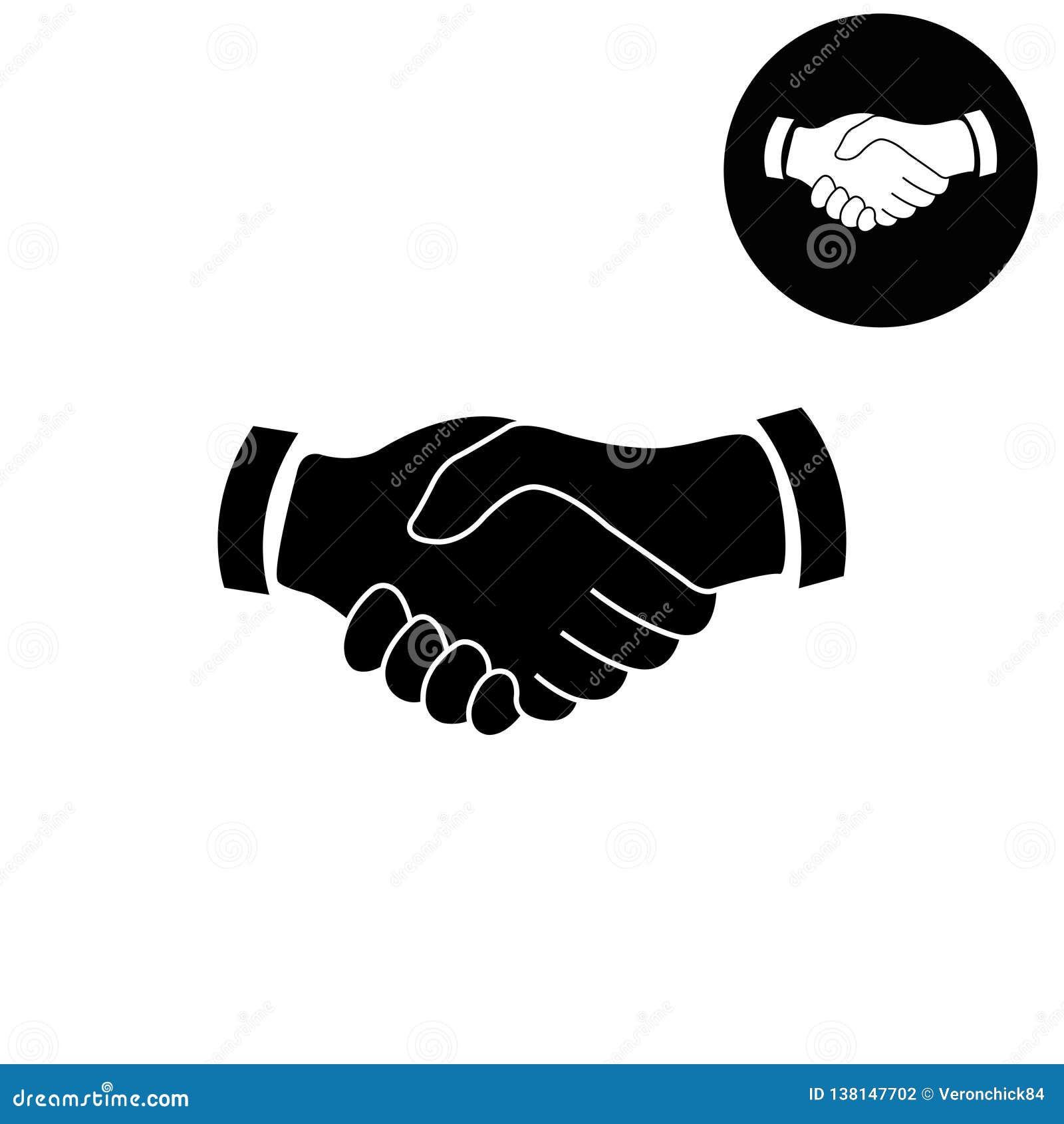 Handshake Icon, Black and White Icons for Web Design Stock Vector ...