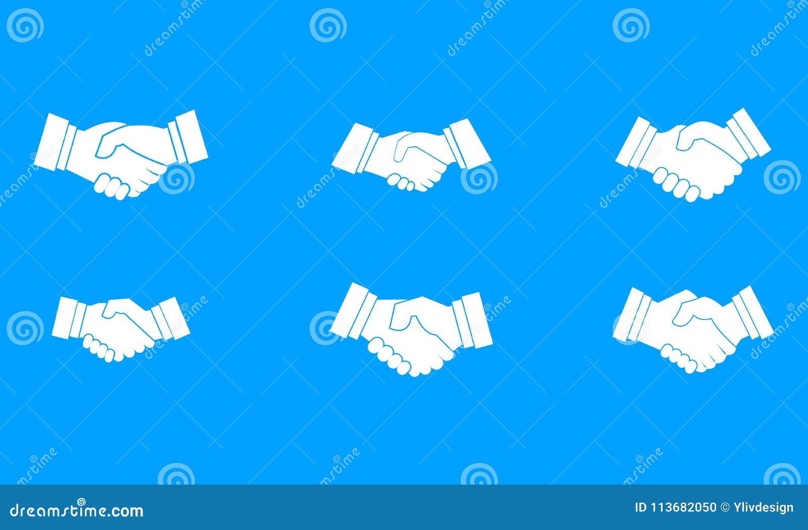 Handshake Icon Blue Set Vector Stock Vector - Illustration of hand ...
