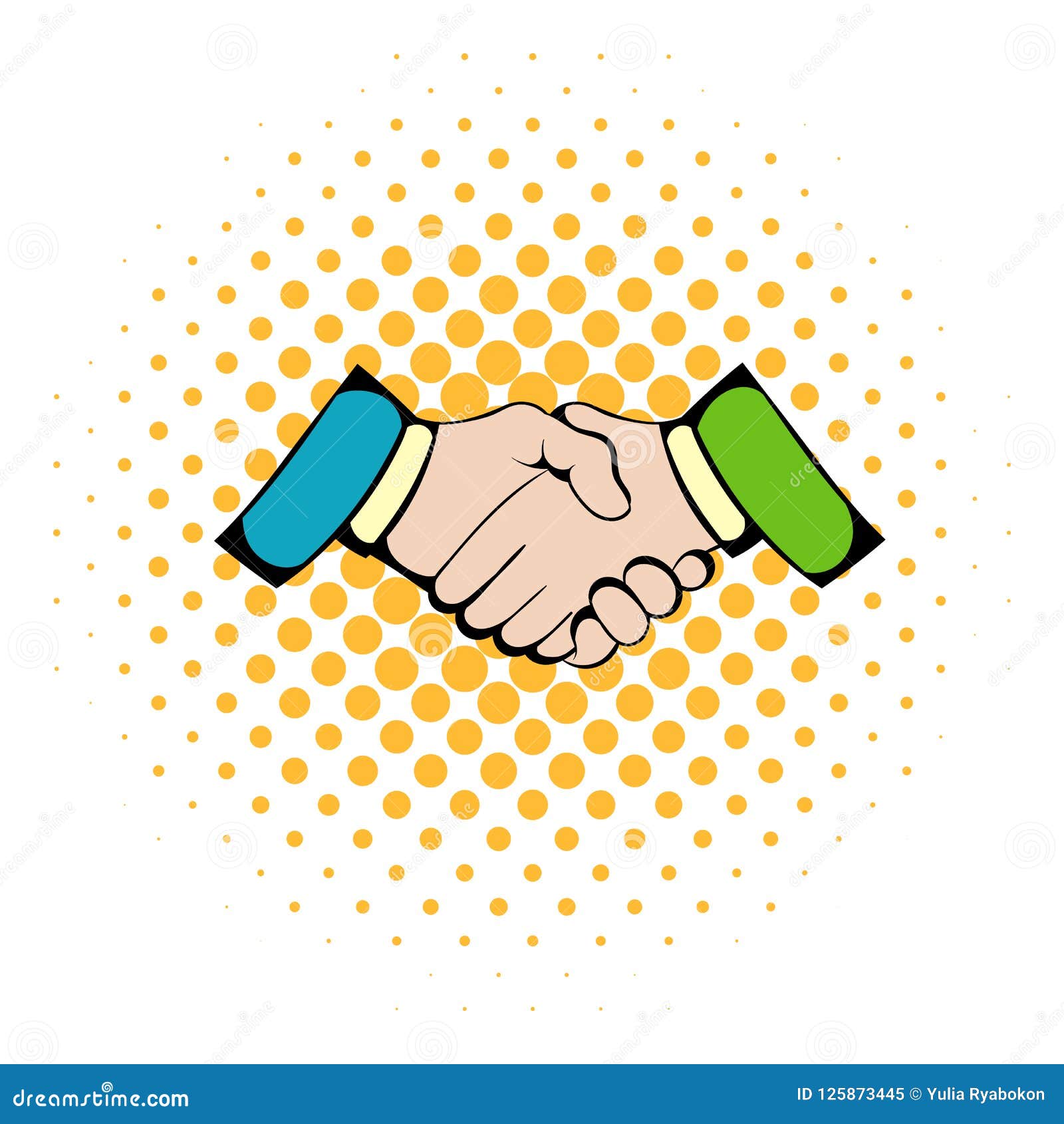 Handshake Icon, Comics Style Stock Illustration - Illustration of hand ...