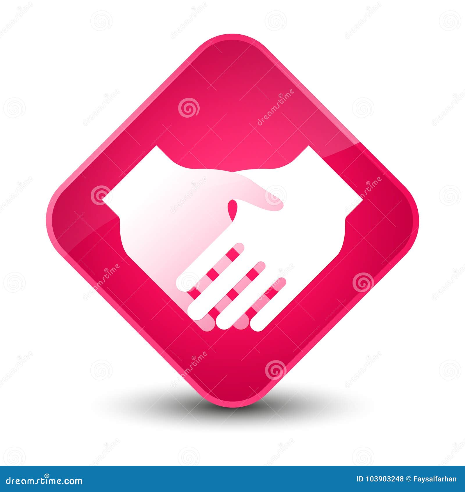 Handshake Icon Elegant Pink Diamond Button Stock Illustration ...