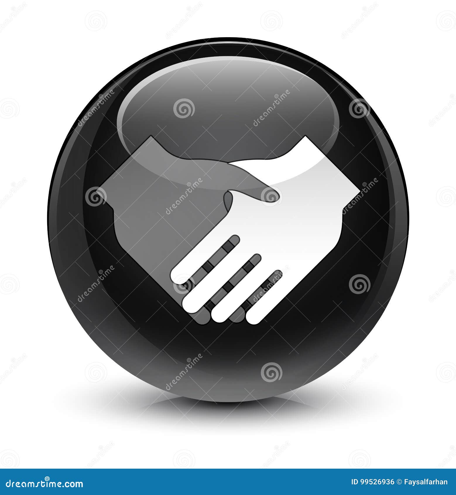Handshake Icon Glassy Black Round Button Stock Illustration ...