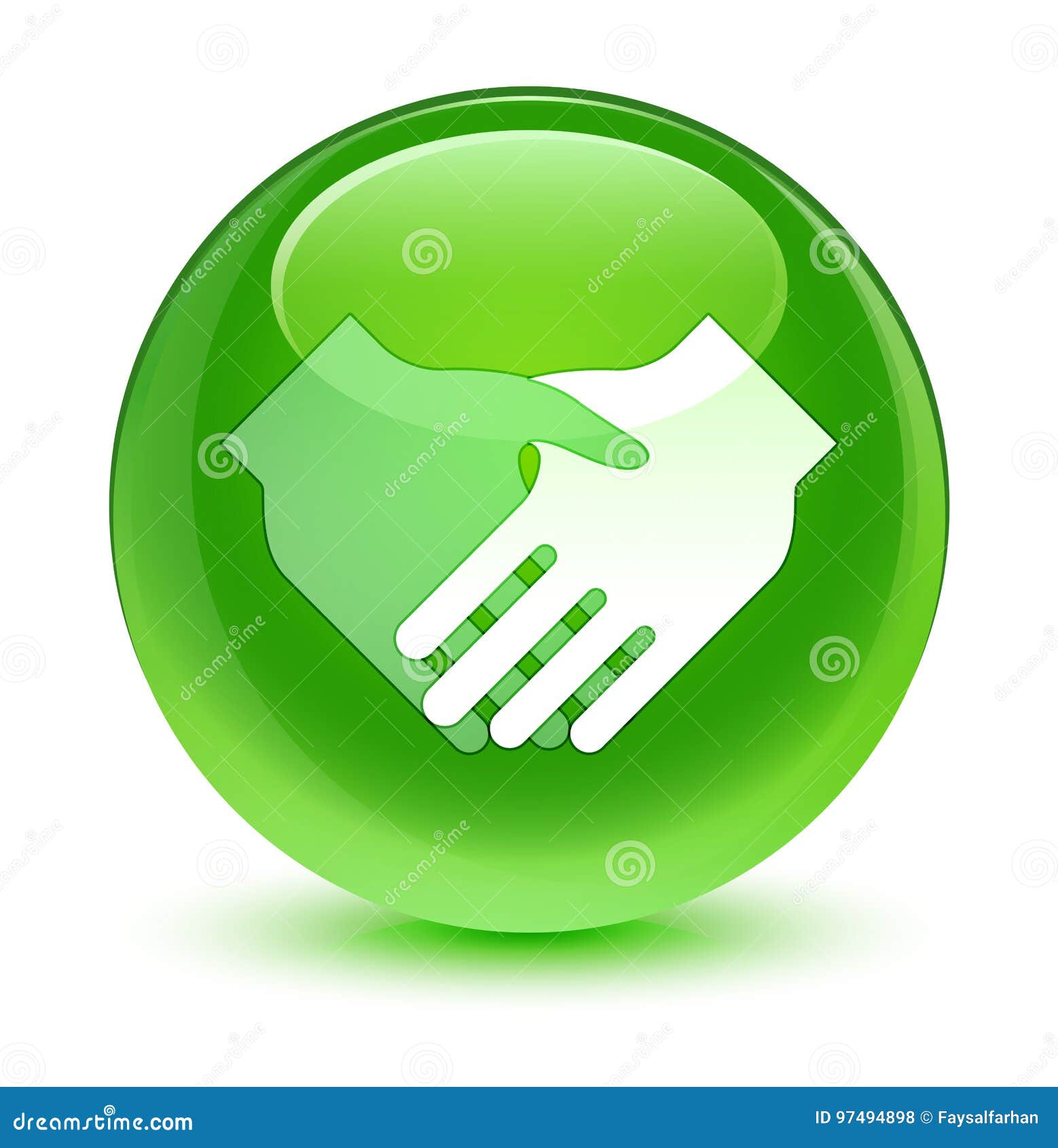 Handshake Icon Glassy Green Round Button Stock Illustration ...
