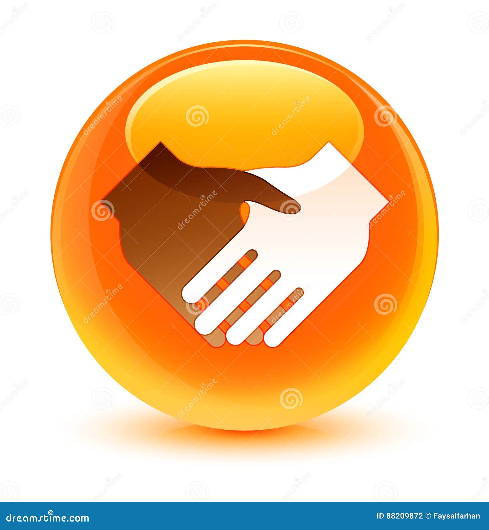 Handshake Icon Glassy Orange Round Button Stock Illustration ...