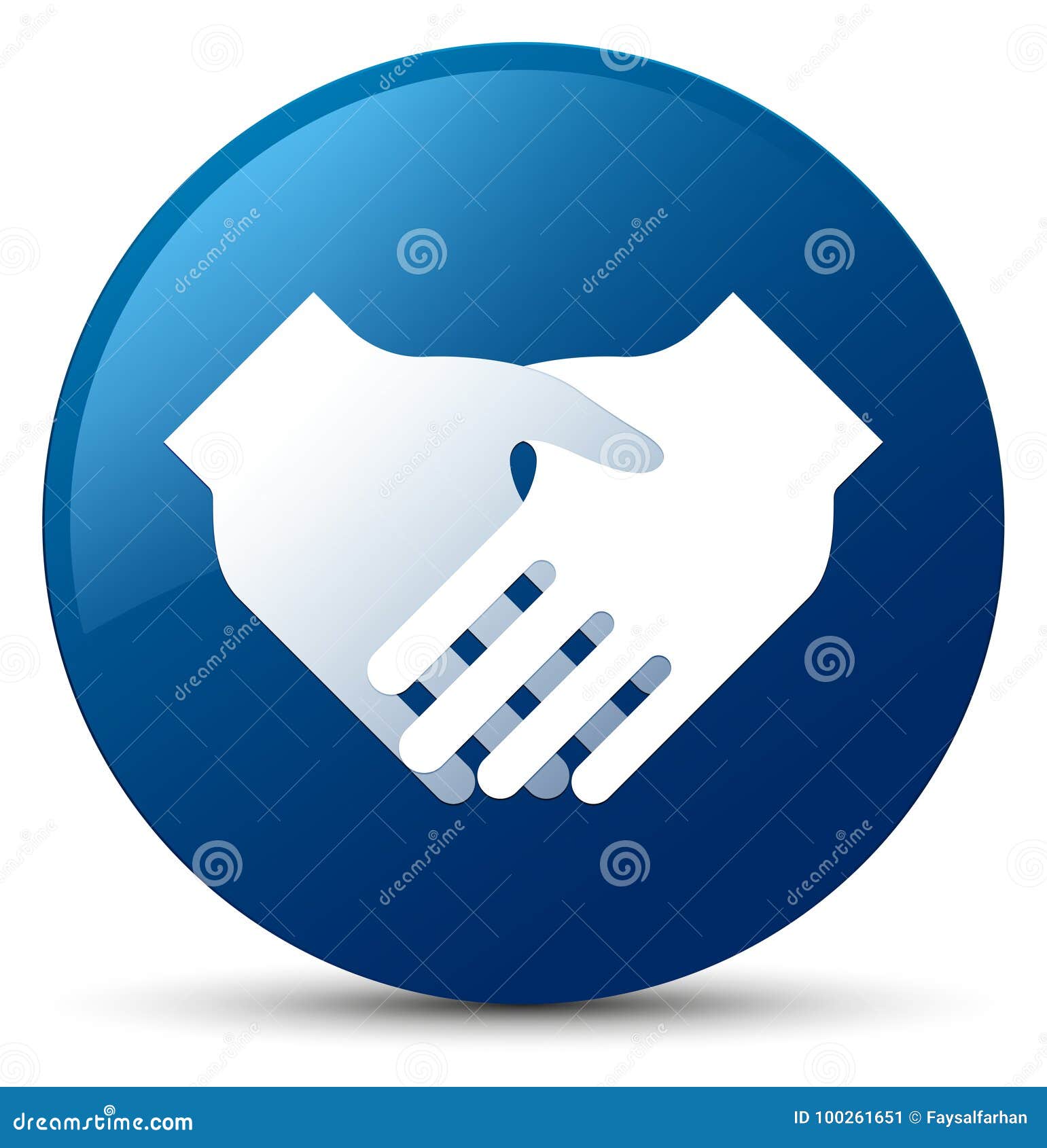 Handshake Icon Blue Round Button Stock Illustration - Illustration of ...