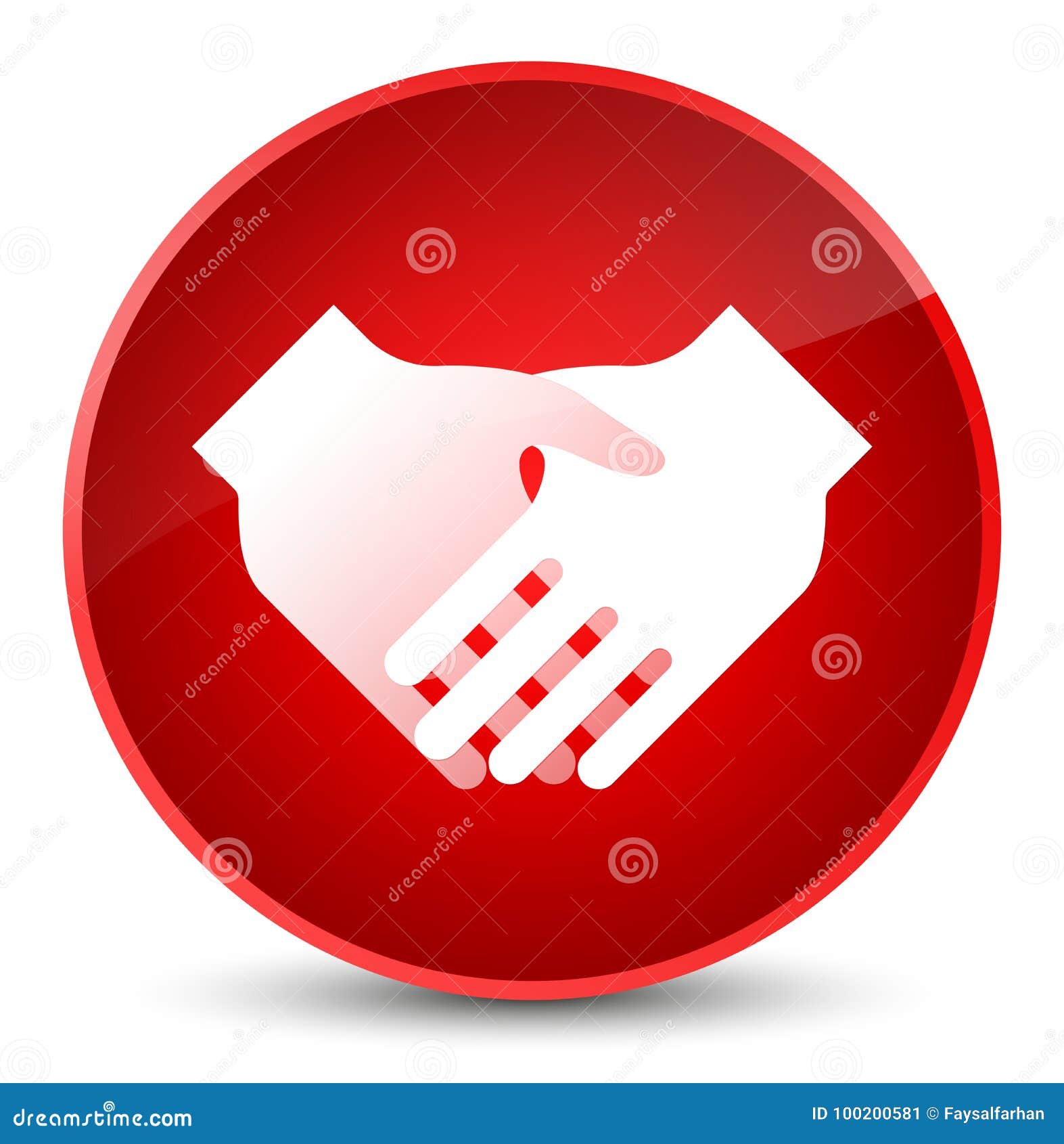Handshake Icon Elegant Red Round Button Stock Illustration ...