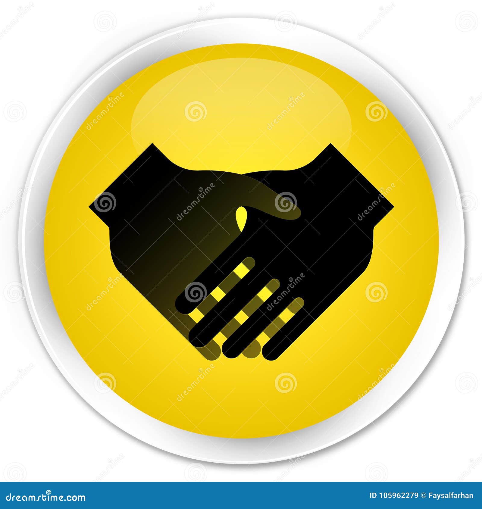 Handshake Icon Premium Yellow Round Button Stock Illustration ...