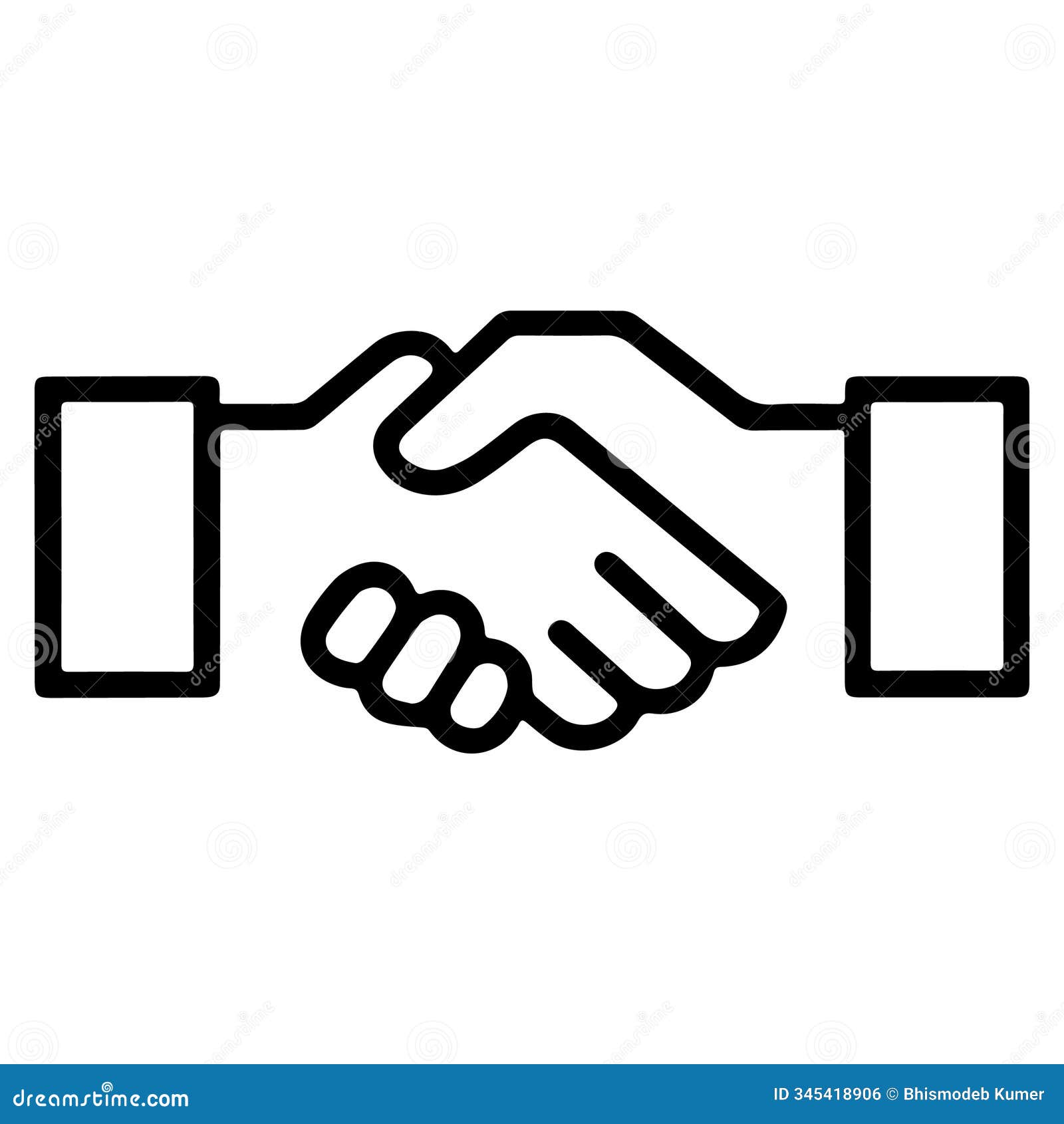 Handshake Icon Silhouette and Outline Vector Illustration on White ...