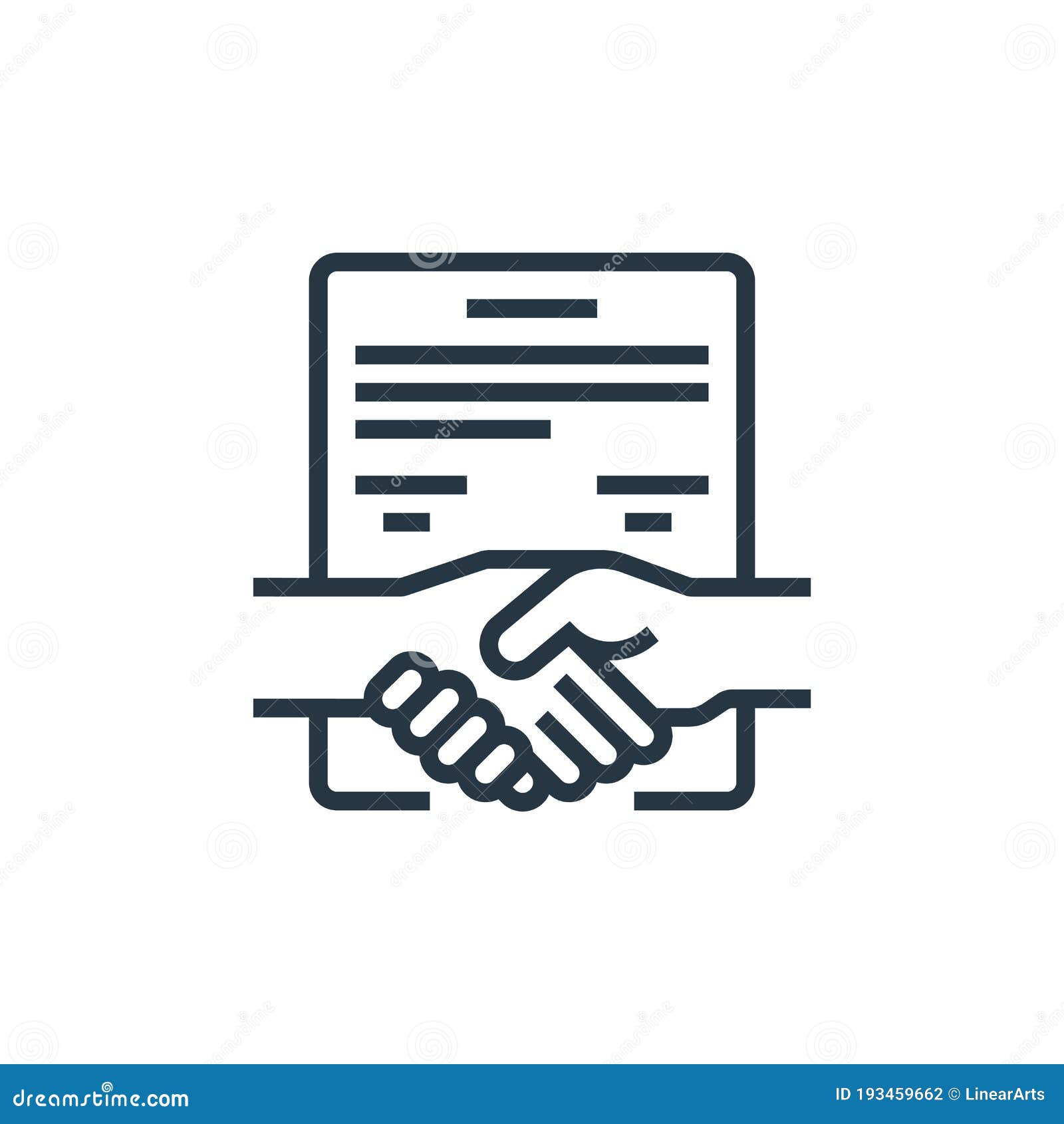 Handshake Icon Vector from Business Process Outsourcing Concept. Thin ...