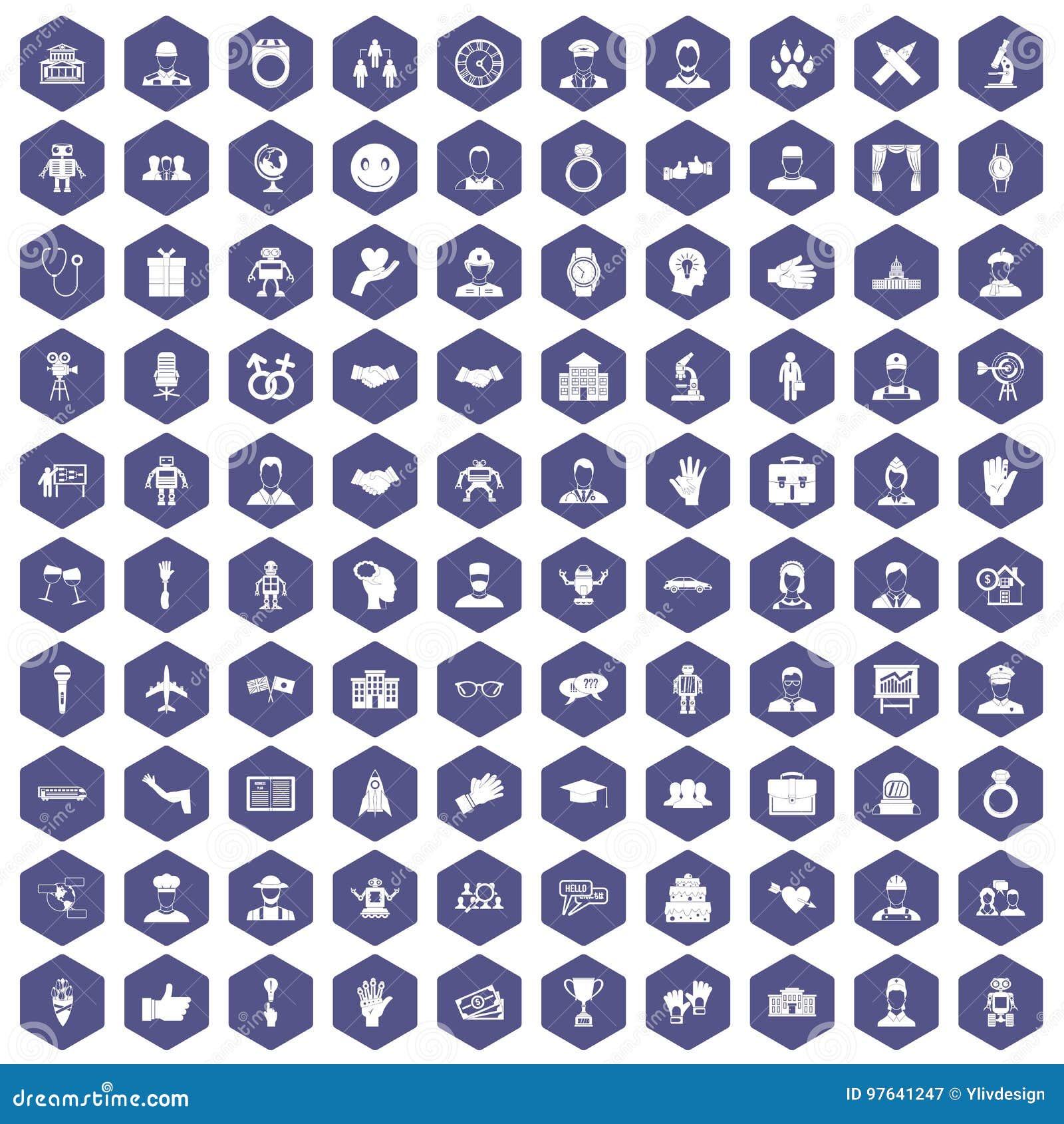 100 Handshake Icons Hexagon Purple Stock Vector - Illustration of ...