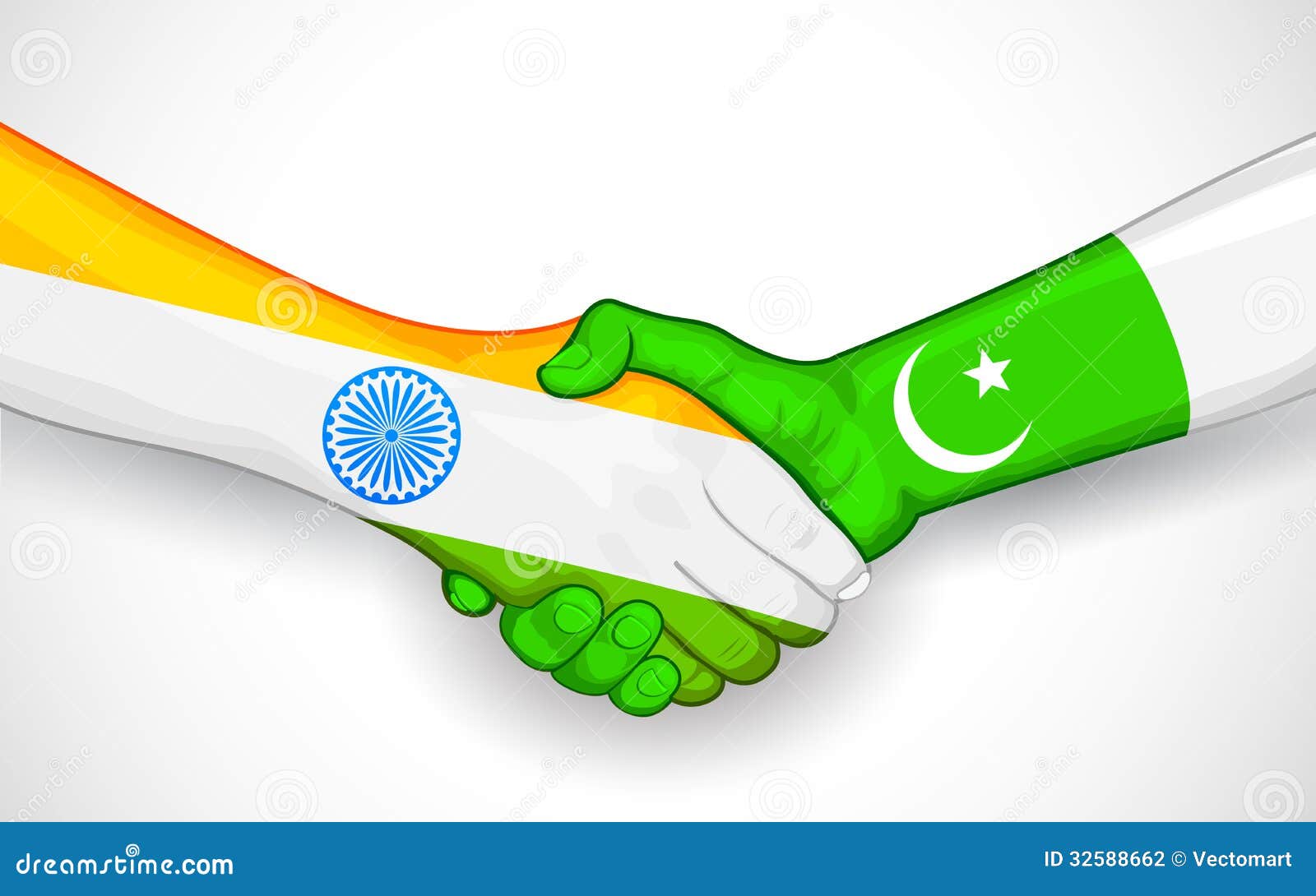 Handshake Between India And Pakistan Stock Photography - Image: 32588662