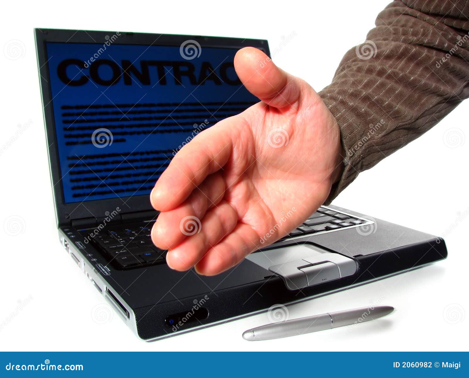 Handshake, Laptop, Contract Stock Photo - Image of deal, arrangement ...