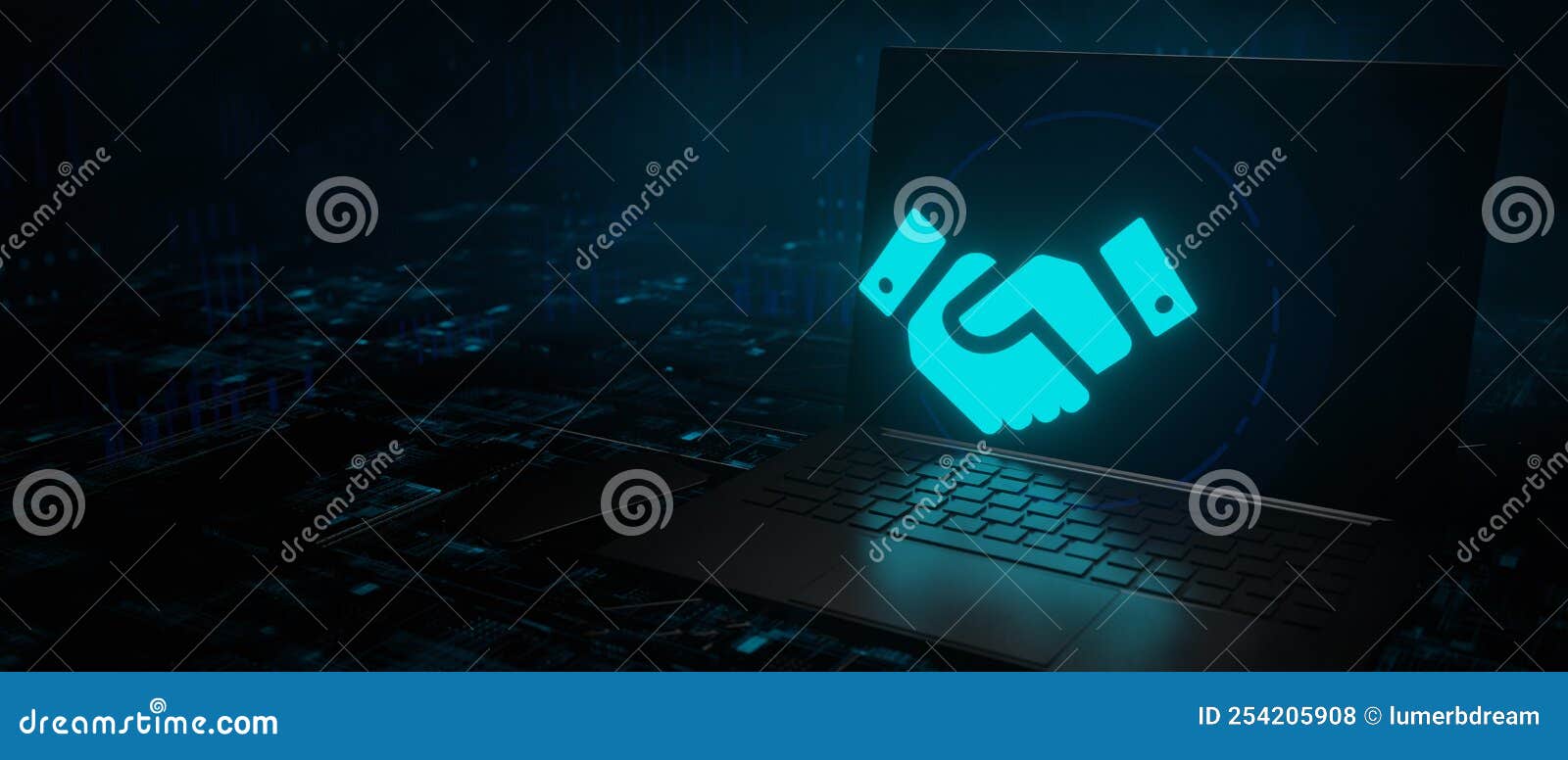 Handshake Laptop Digital Technology, Internet Communication, Teamwork ...