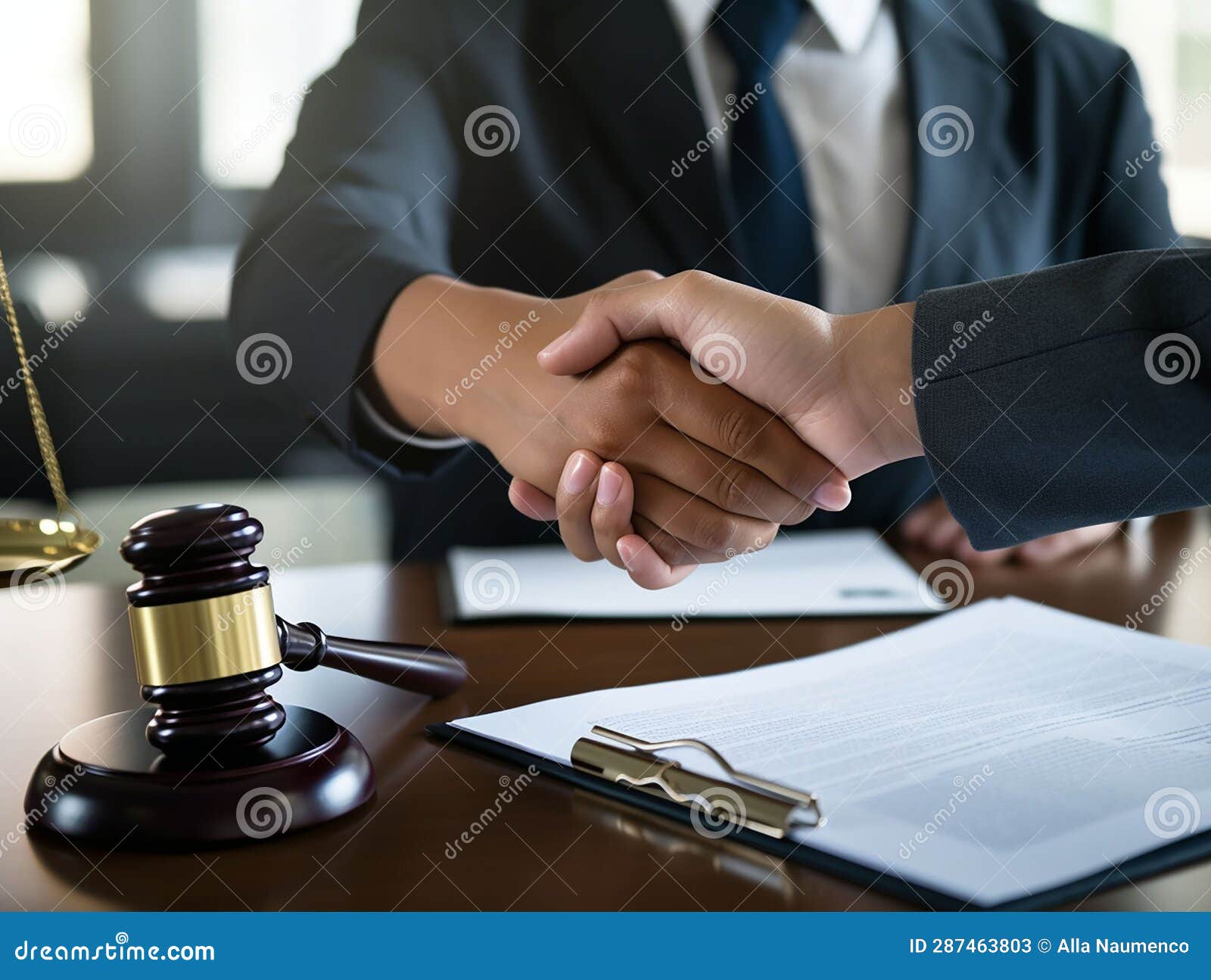 Handshake between Lawyers in Justice Office. Stock Illustration ...