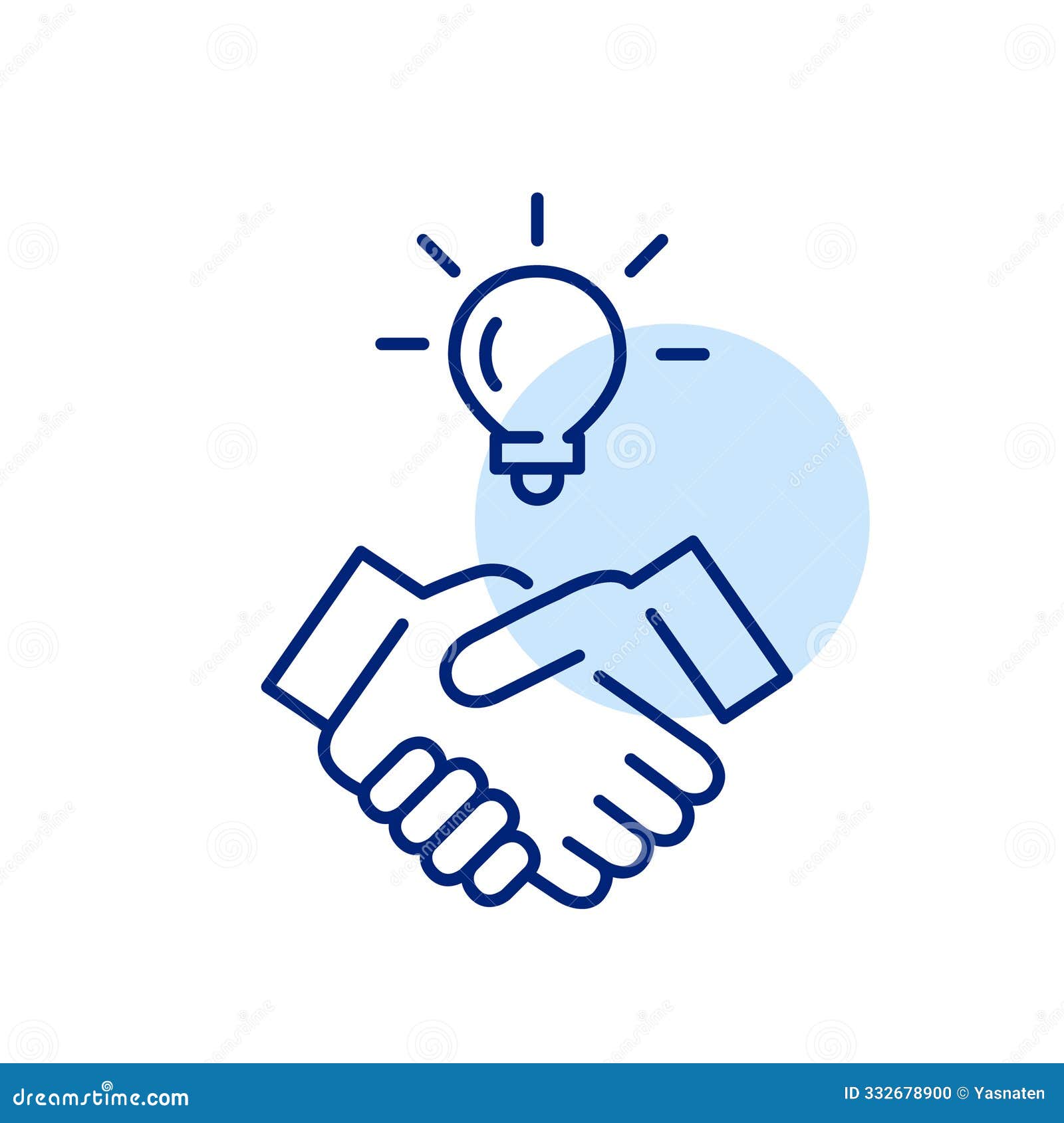 Handshake and Light Bulb. Creative Partnership, Ideas Exchange, Joint ...