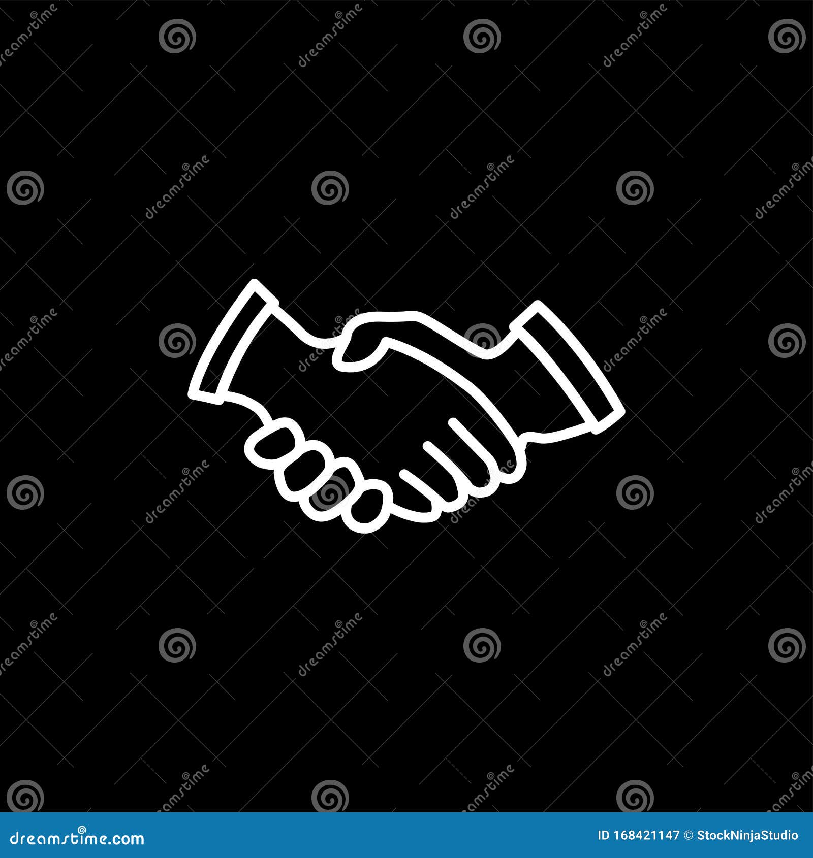 Handshake Line Icon on Black Background. Black Flat Style Vector ...