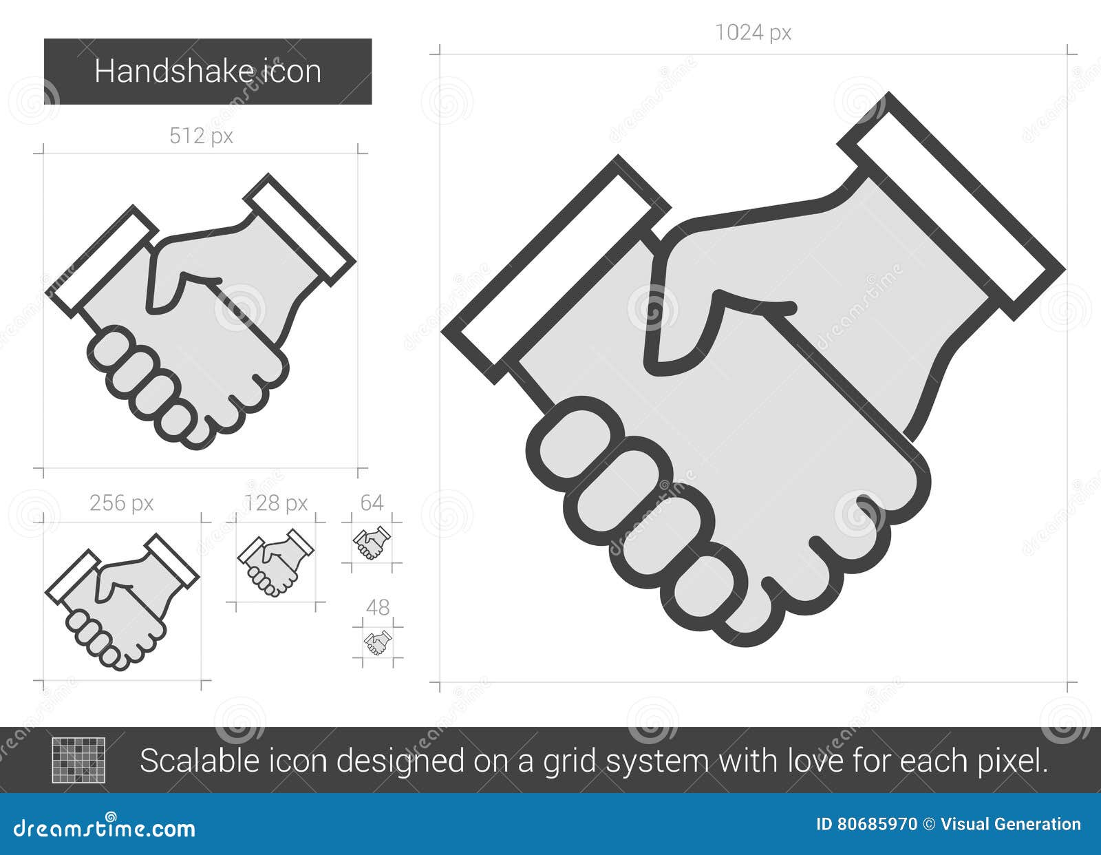 Handshake line icon. stock vector. Illustration of linear - 80685970