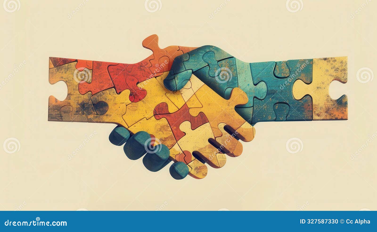 A Handshake Made of Puzzle Pieces, Symbolizing Perfectly Fitting ...