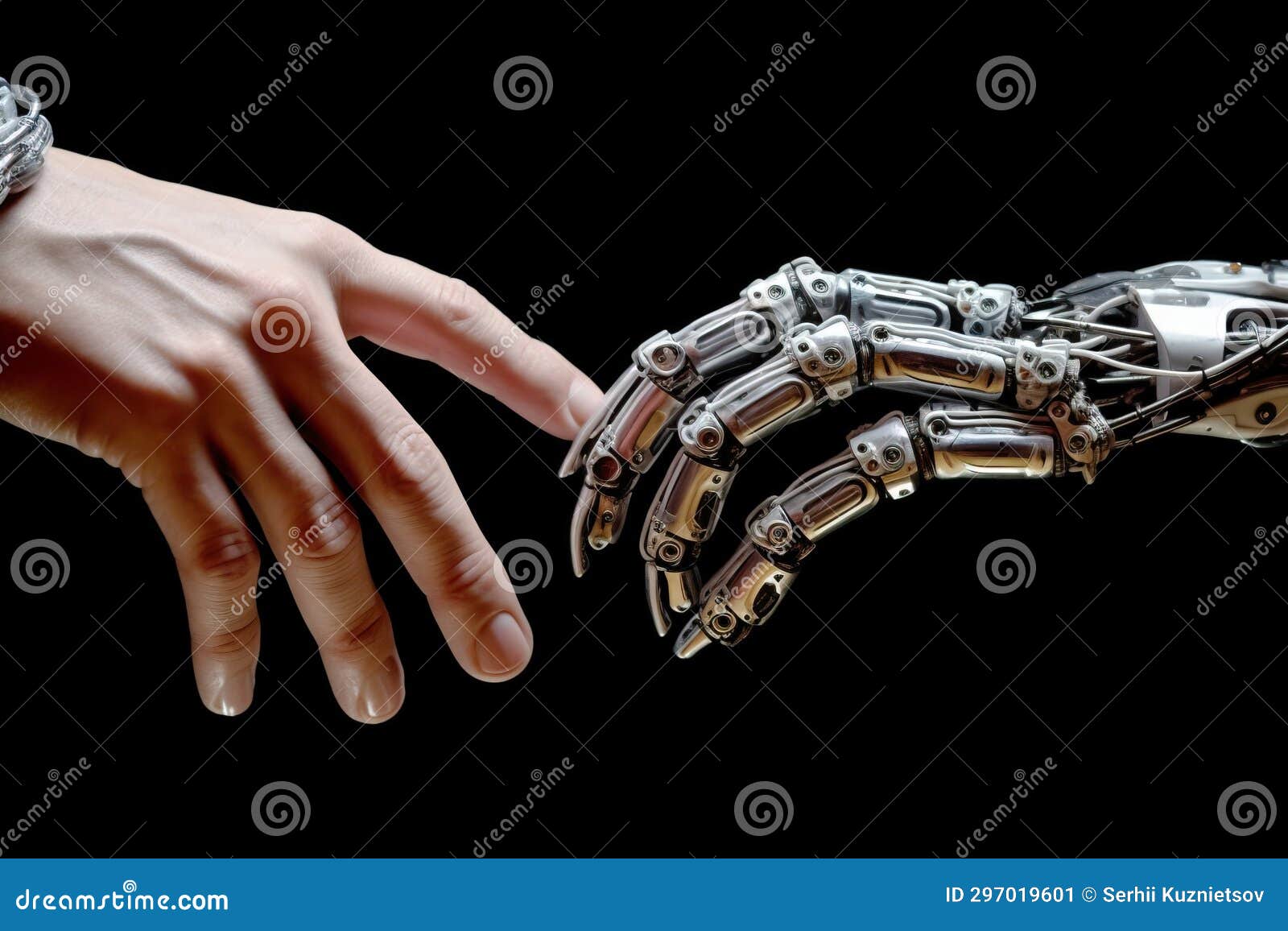 Handshake Of A Man With An Android, Robotic Artificial Intelligence Of ...