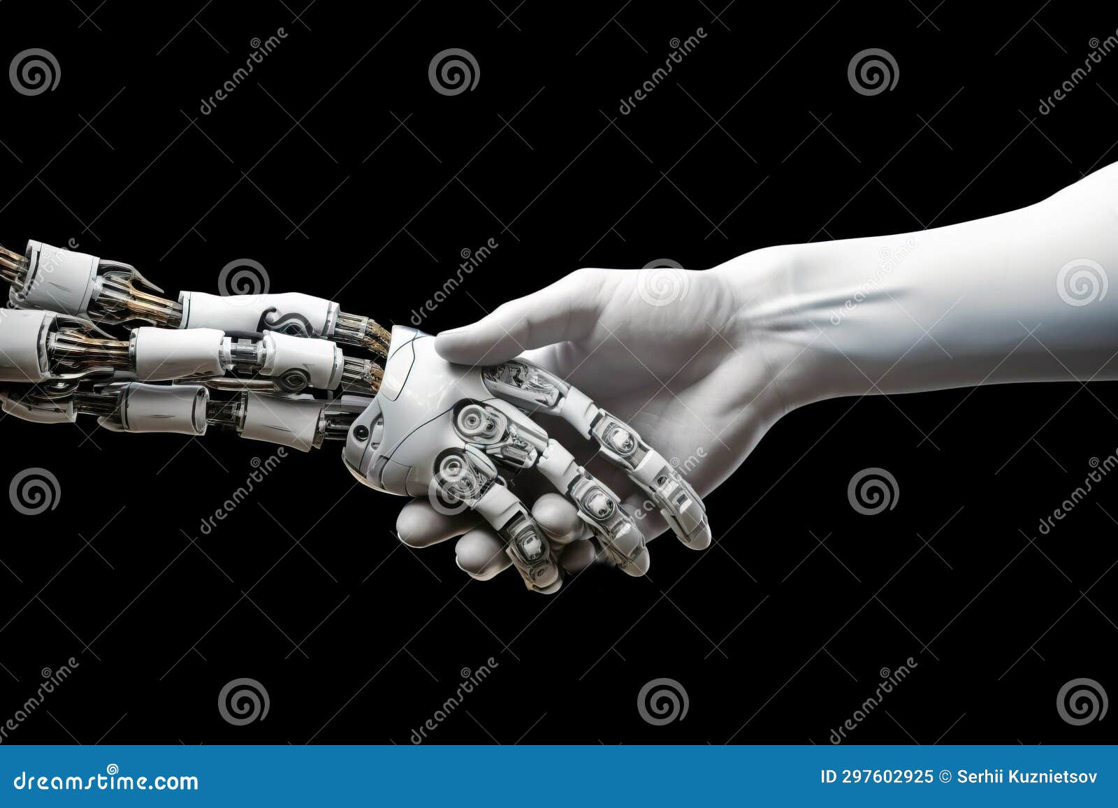 Handshake of a Man with an Android, Robotic Artificial Intelligence of ...