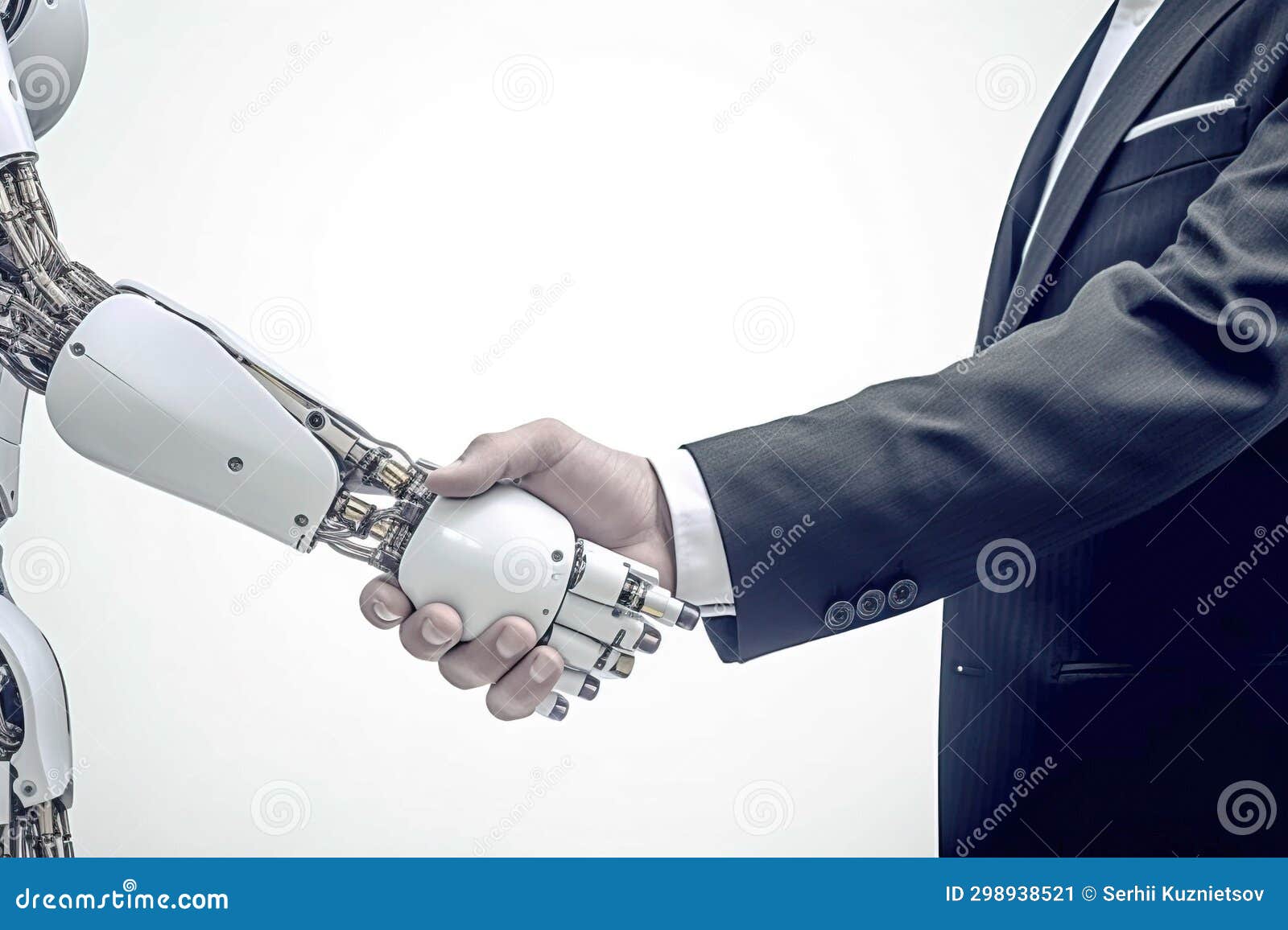 Handshake of a Man with an Android, Robotic Artificial Intelligence of ...