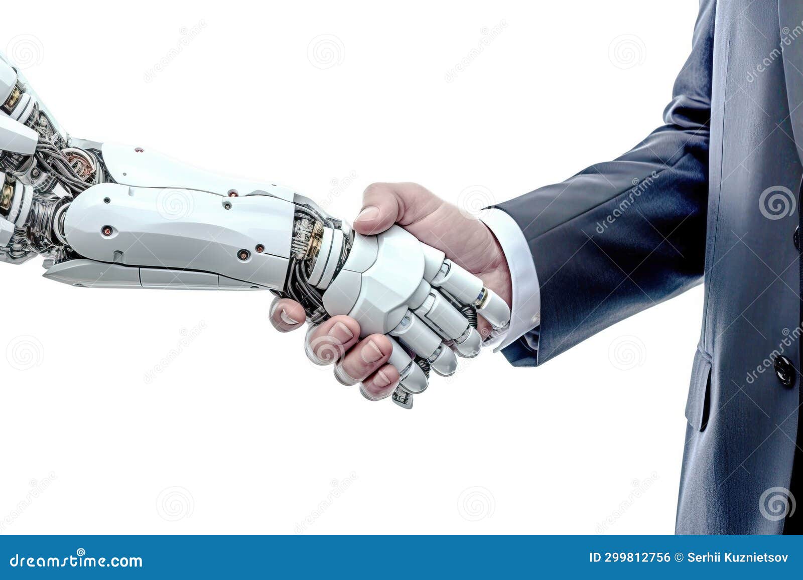 Handshake Of A Cyborg And A Human. Metal Hand And Human Hand ...