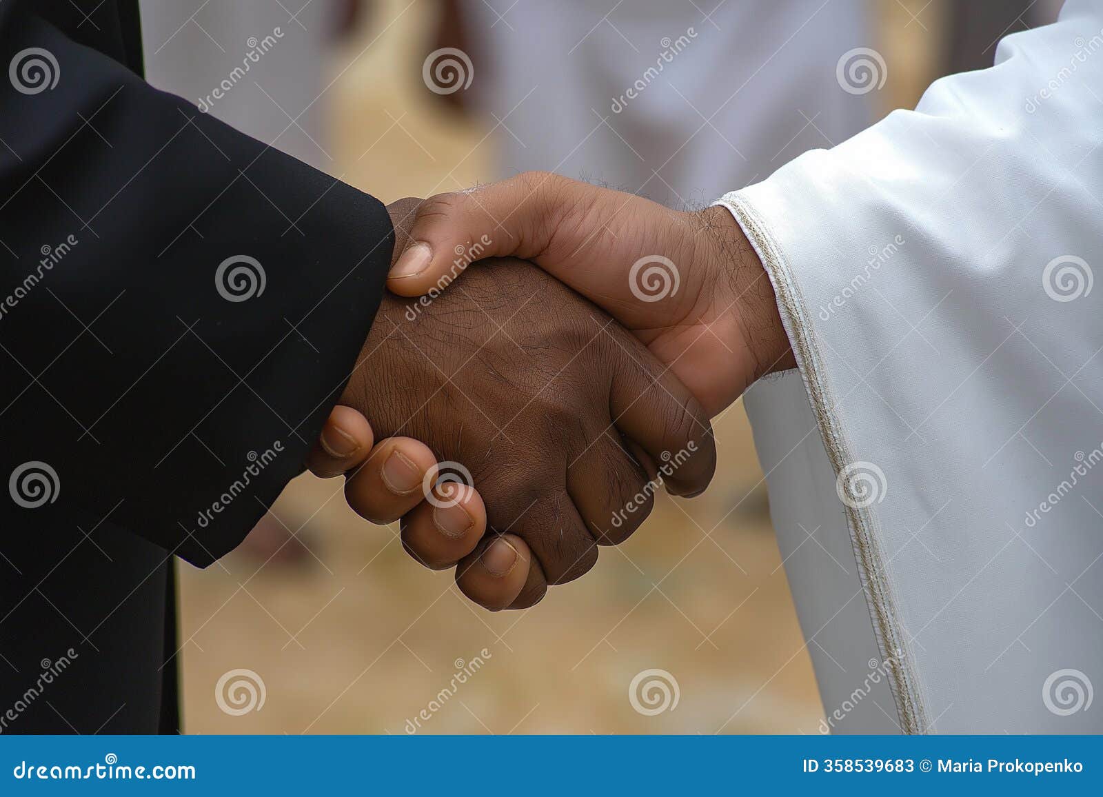Handshake: Man in Suit and Man in Saidi Thobe Stock Illustration ...
