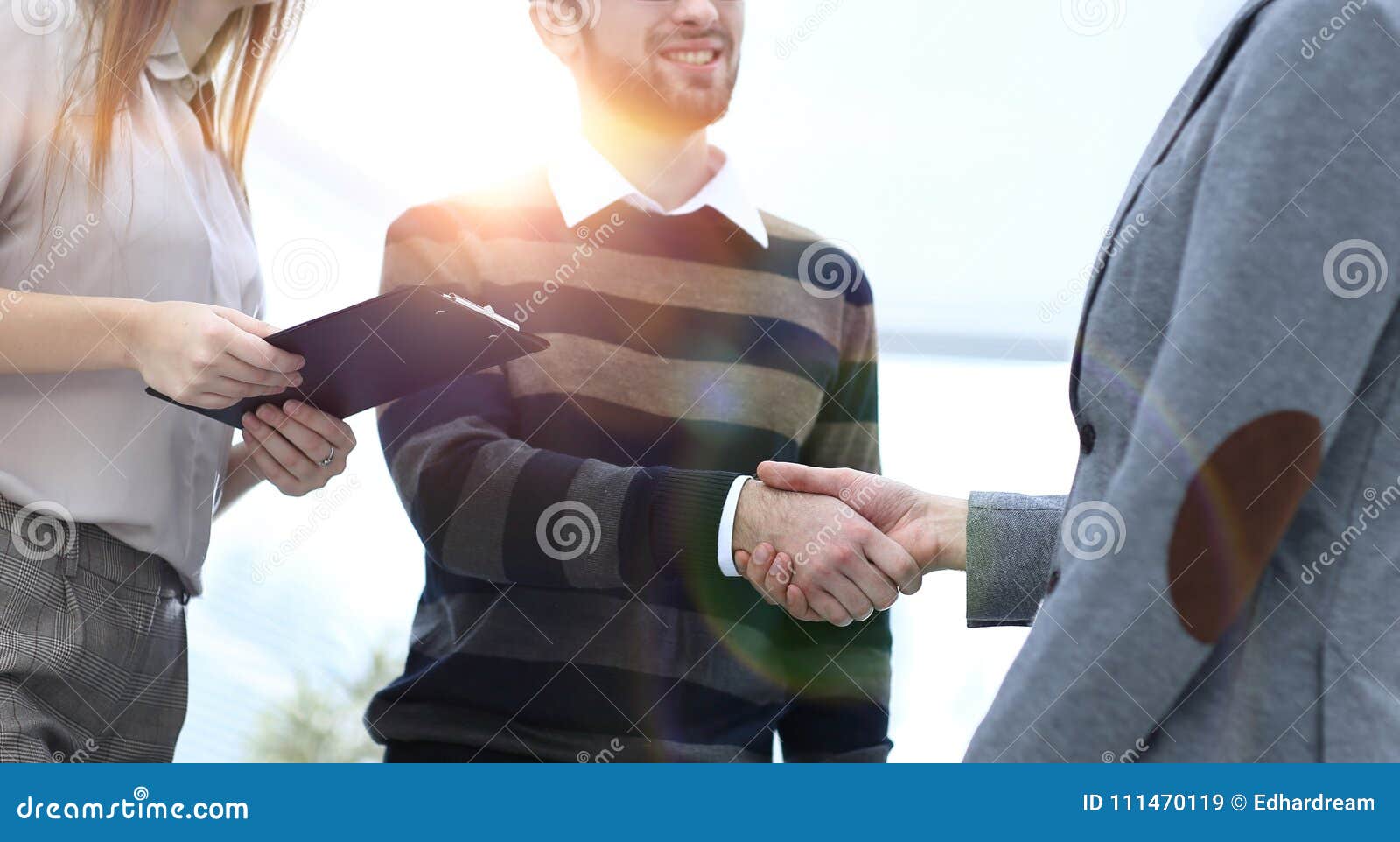 Handshake between the Manager and the Client Stock Image - Image of ...