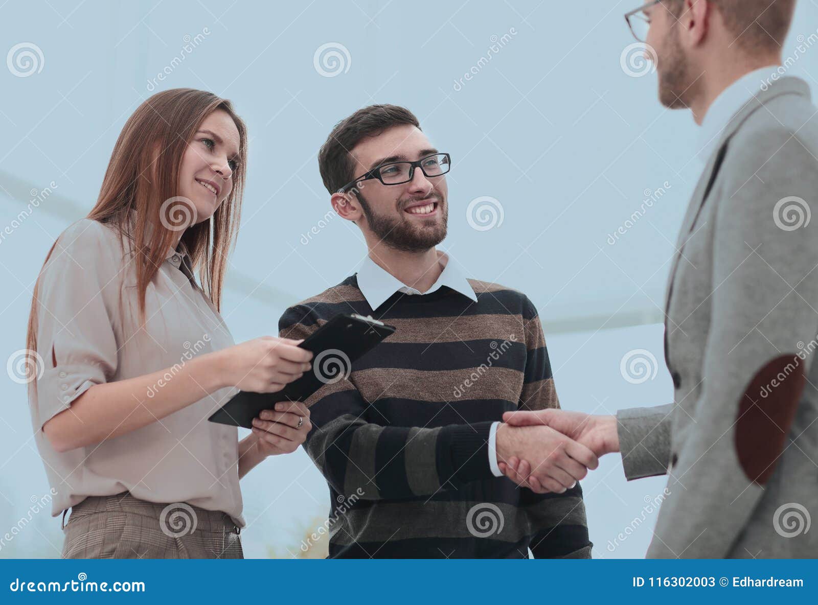 Handshake between the Manager and the Client Stock Image - Image of ...