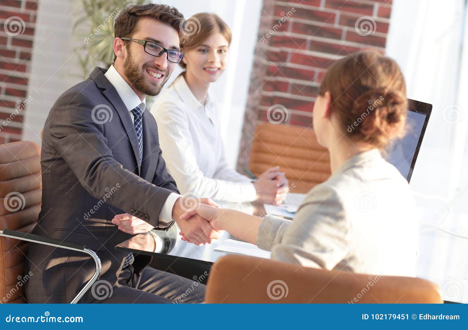 Handshake Manager and the Client in the Office. Stock Image - Image of ...