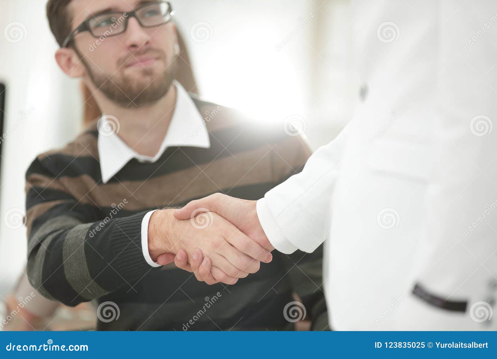 Handshake Manager and Client in the Office. Stock Image - Image of ...