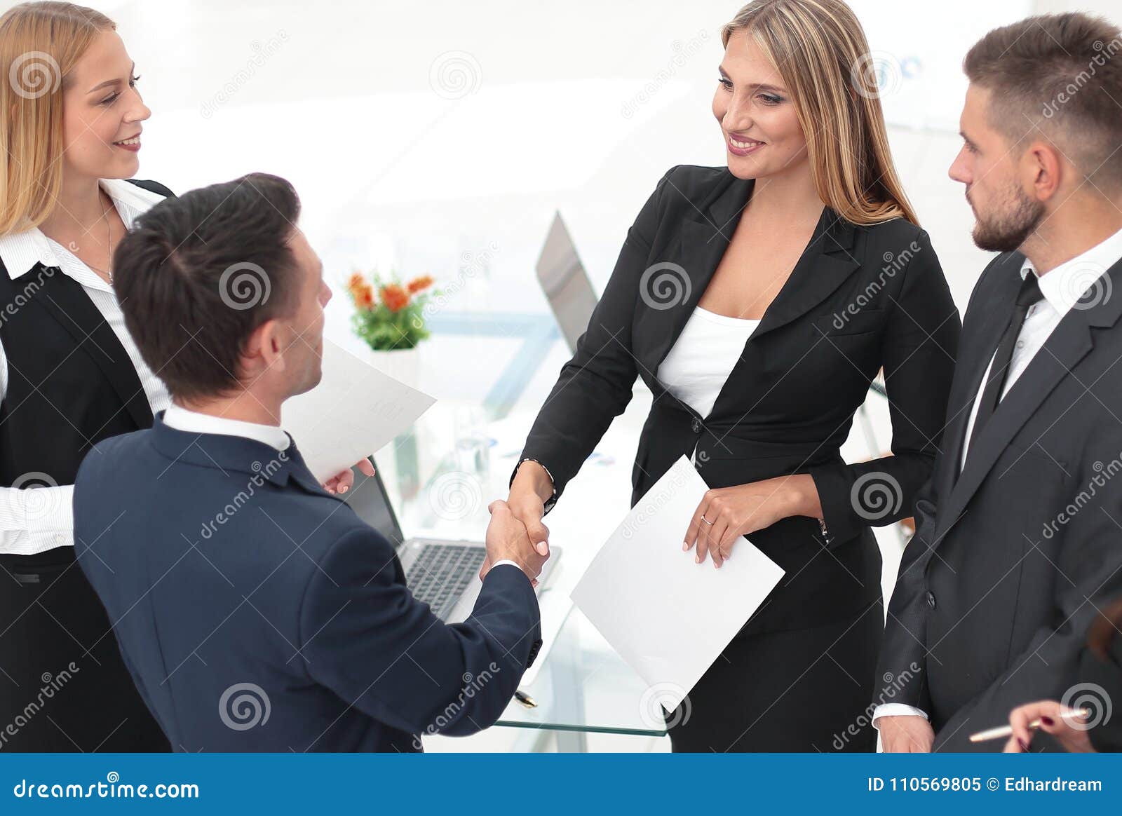 Handshake Manager and the Client after Signing the Contract Stock Image ...
