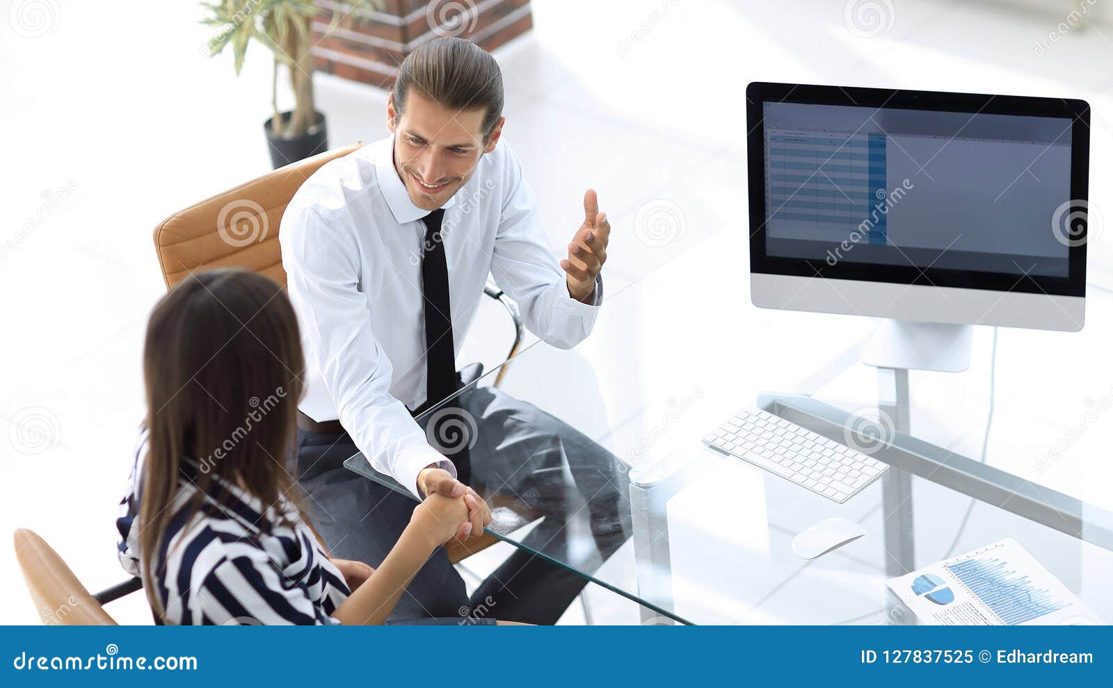 Handshake of a Manager and a Customer Stock Image - Image of looking ...