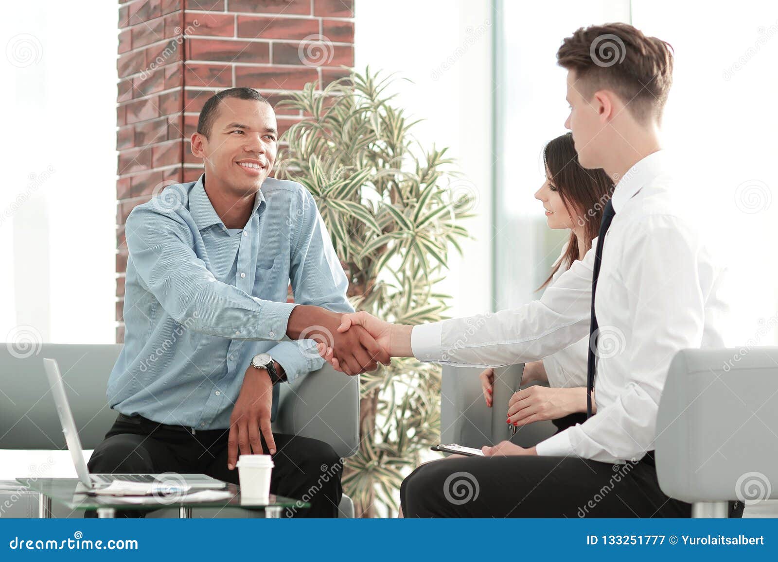 Handshake Manager and Customer in a Modern Office Stock Image - Image ...